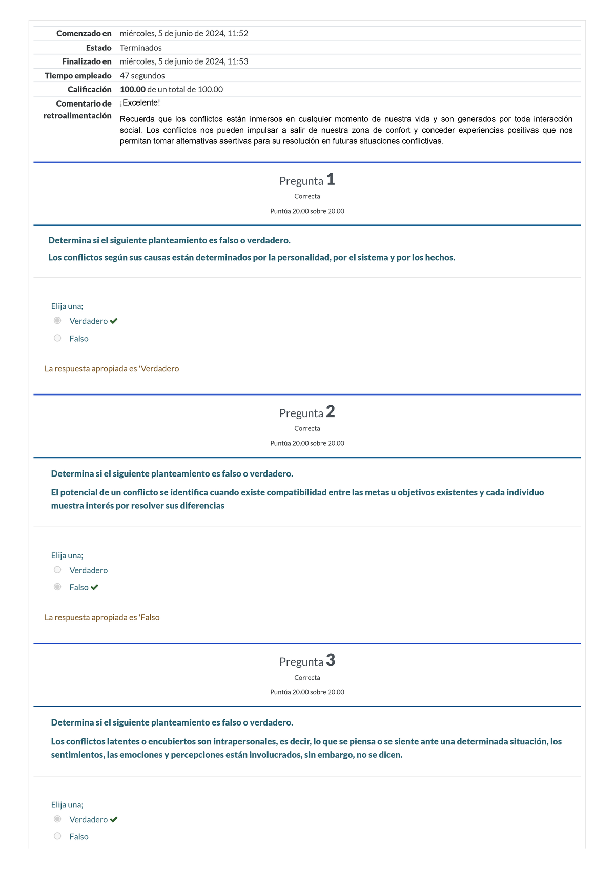 L1. Ejercicio. El Conflicto - Comenzado en miércoles, 5 de junio de 2024, 11: Estado Terminados ...