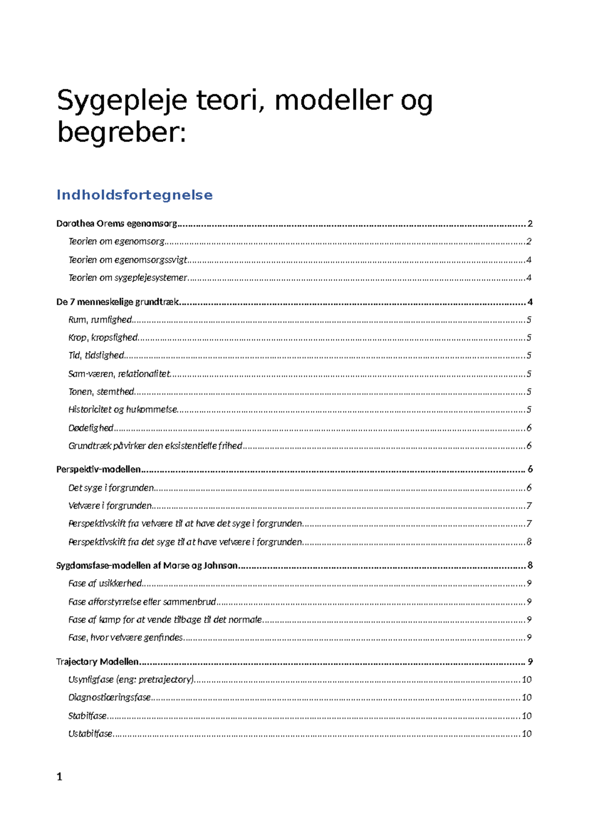 Sygepleje teori, metode mm - Sygepleje teori, modeller og begreber ...