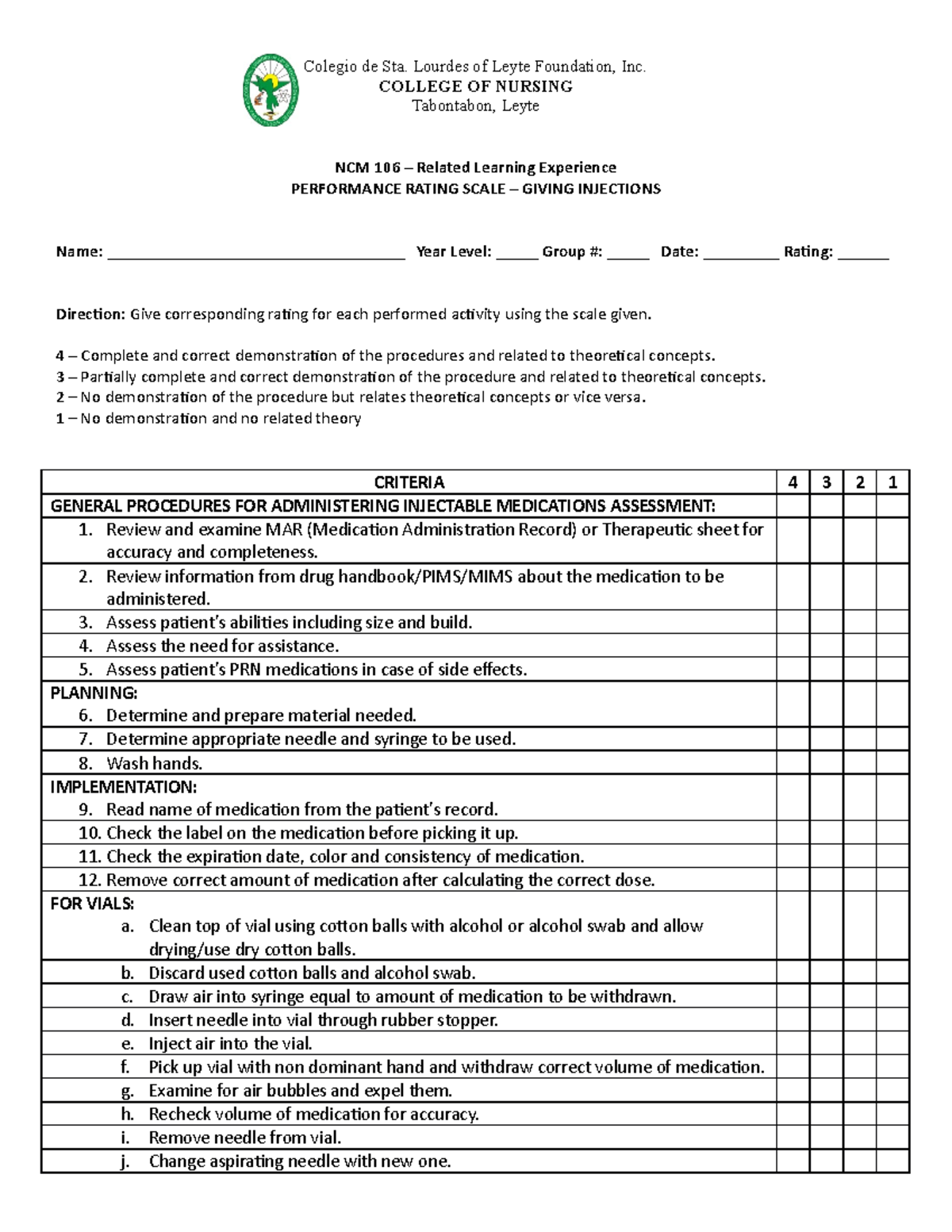 PRS-Injections - Idea of PRS for Injections - Colegio de Sta. Lourdes ...