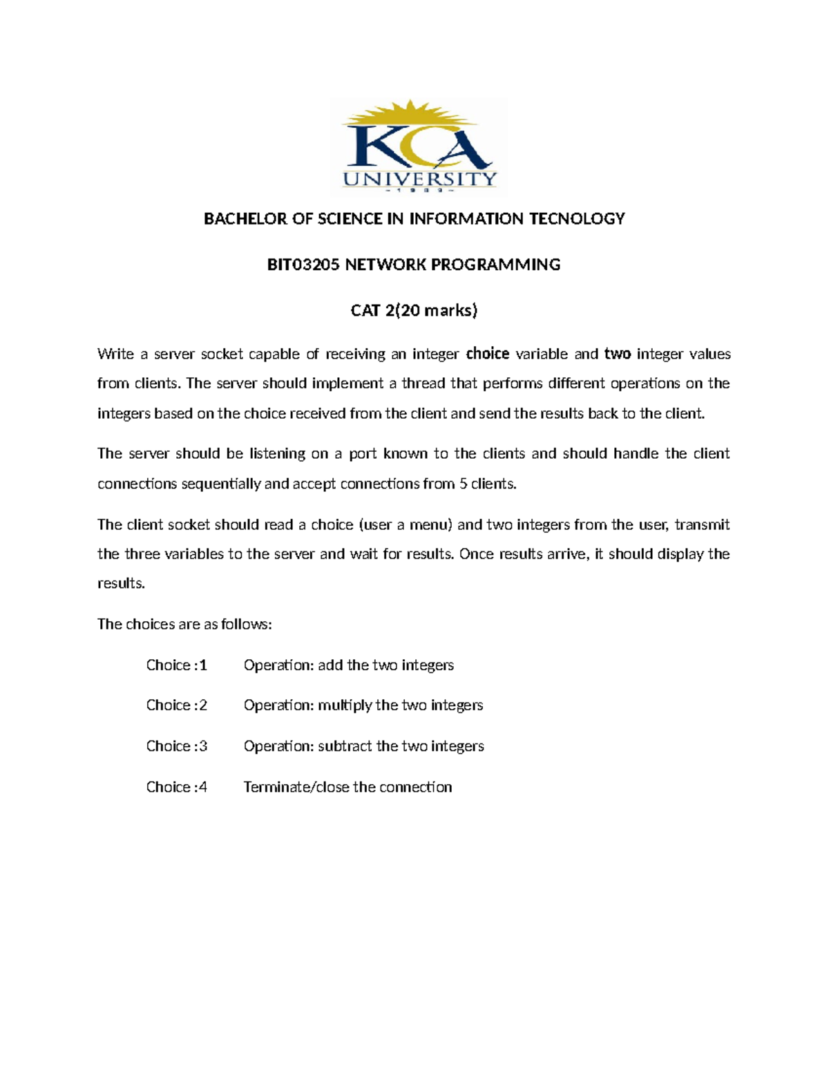 New Prog CAT 2 - fdf - BACHELOR OF SCIENCE IN INFORMATION TECNOLOGY ...