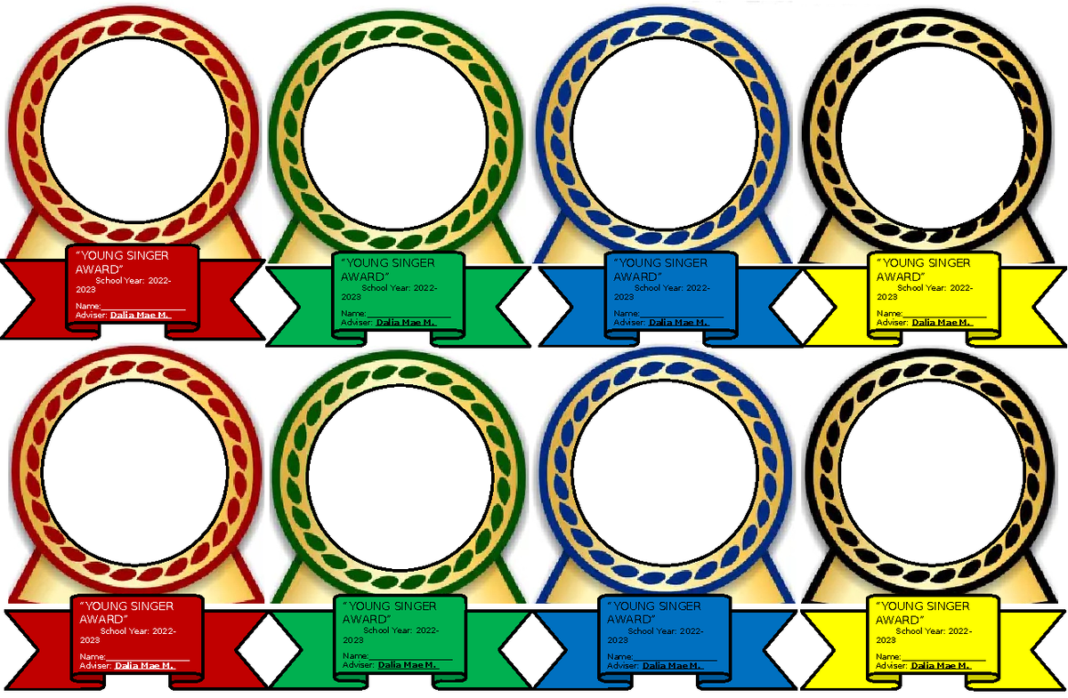 Ribbons - doc - “YOUNG SINGER AWARD” School Year: 2022- 2023 Name ...