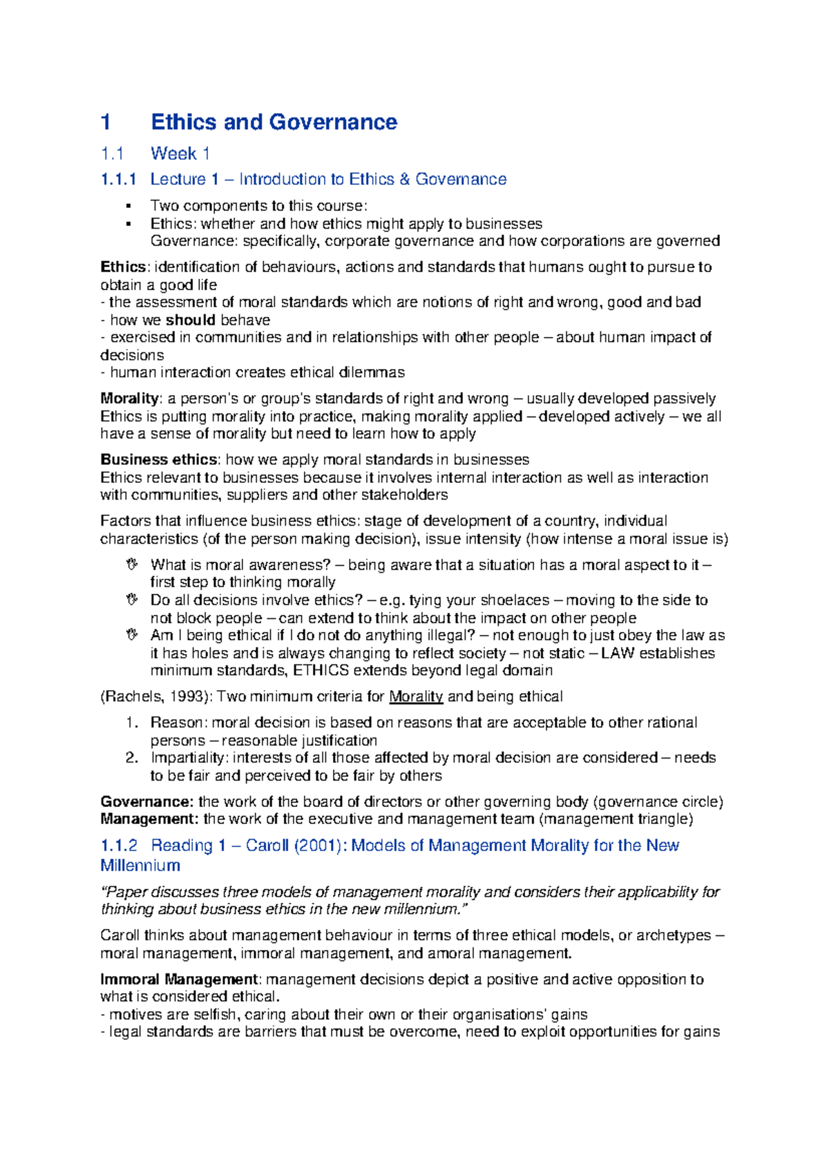 18452-sample - Lecture notes N/A - 1 Ethics and Governance 1 Week 1 1.1 ...