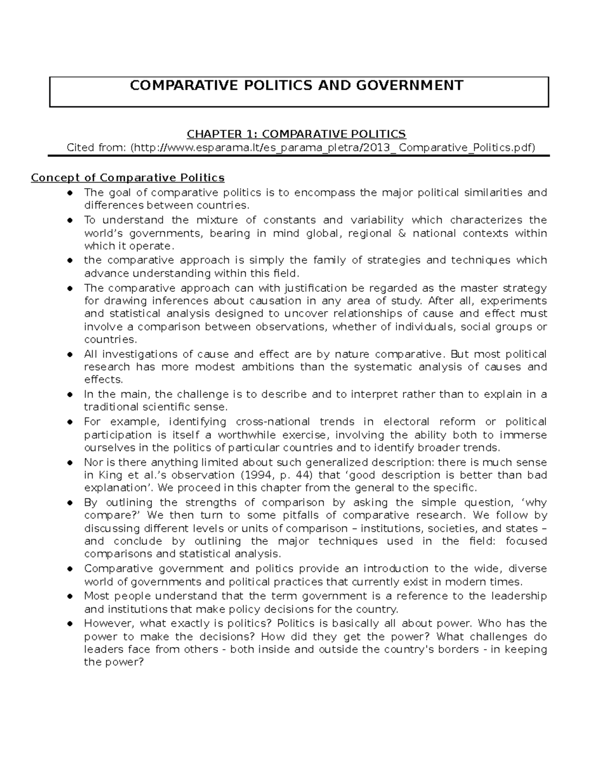 Comparative Politics (with countries) - AB Foreign Service - Studocu