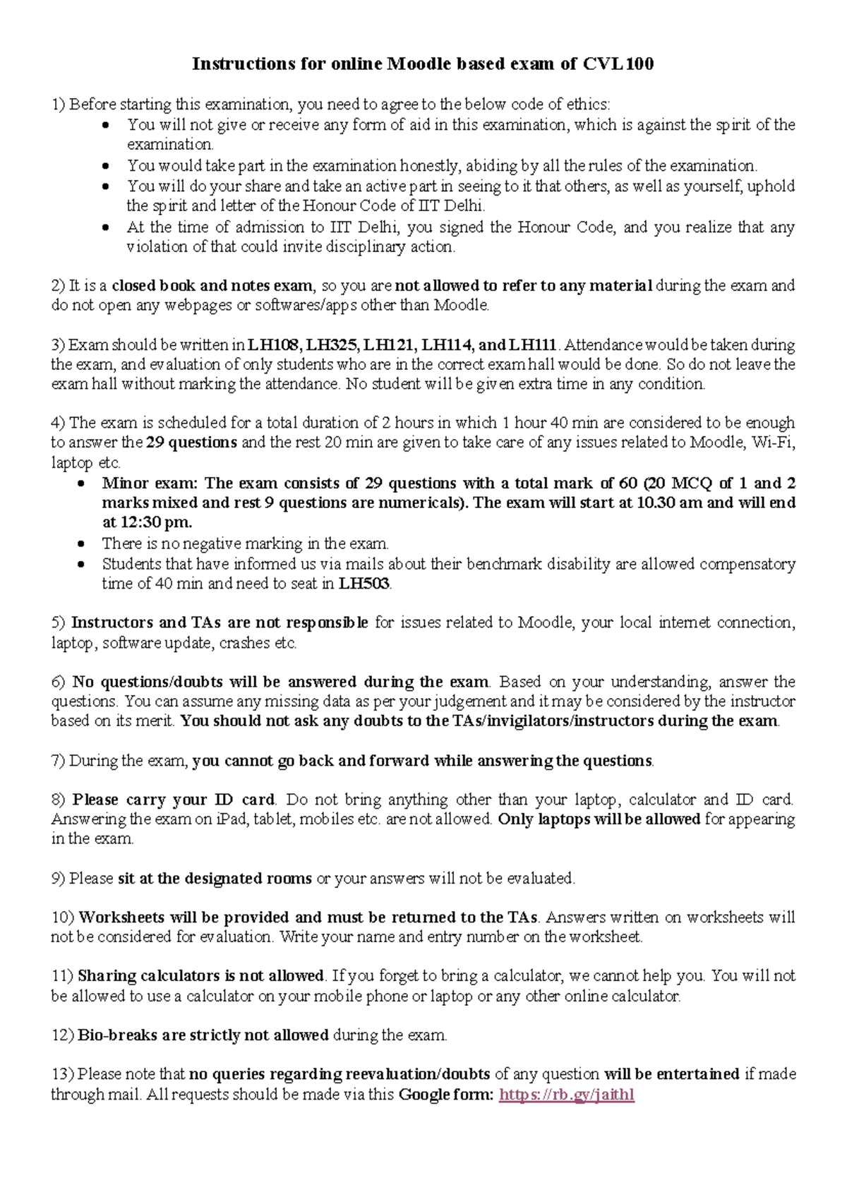 Instructions Modified - Instructions for online Moodle based exam of ...