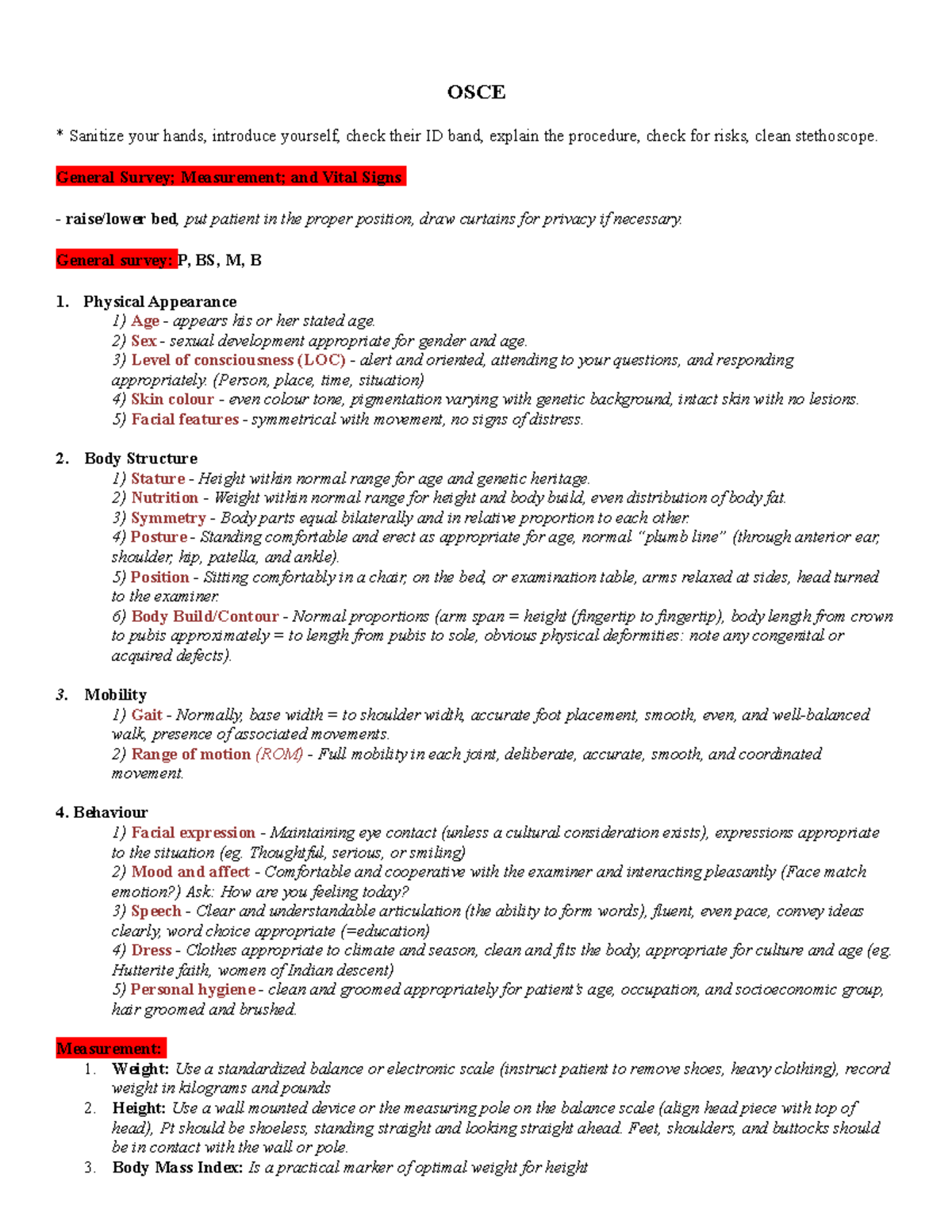 OSCE - osce prep - OSCE Sanitize your hands, introduce yourself, check ...