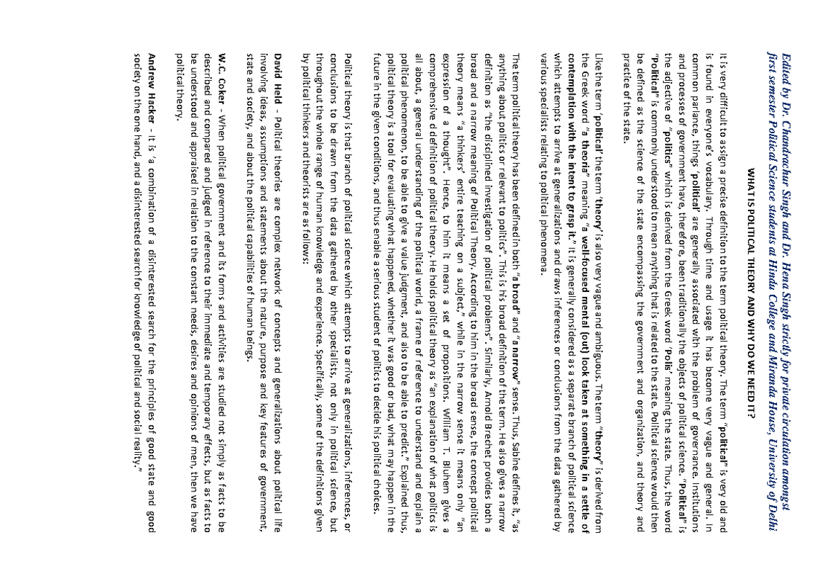 notes - Summary BA(P) political science - Edited by Dr. Chandrachur ...