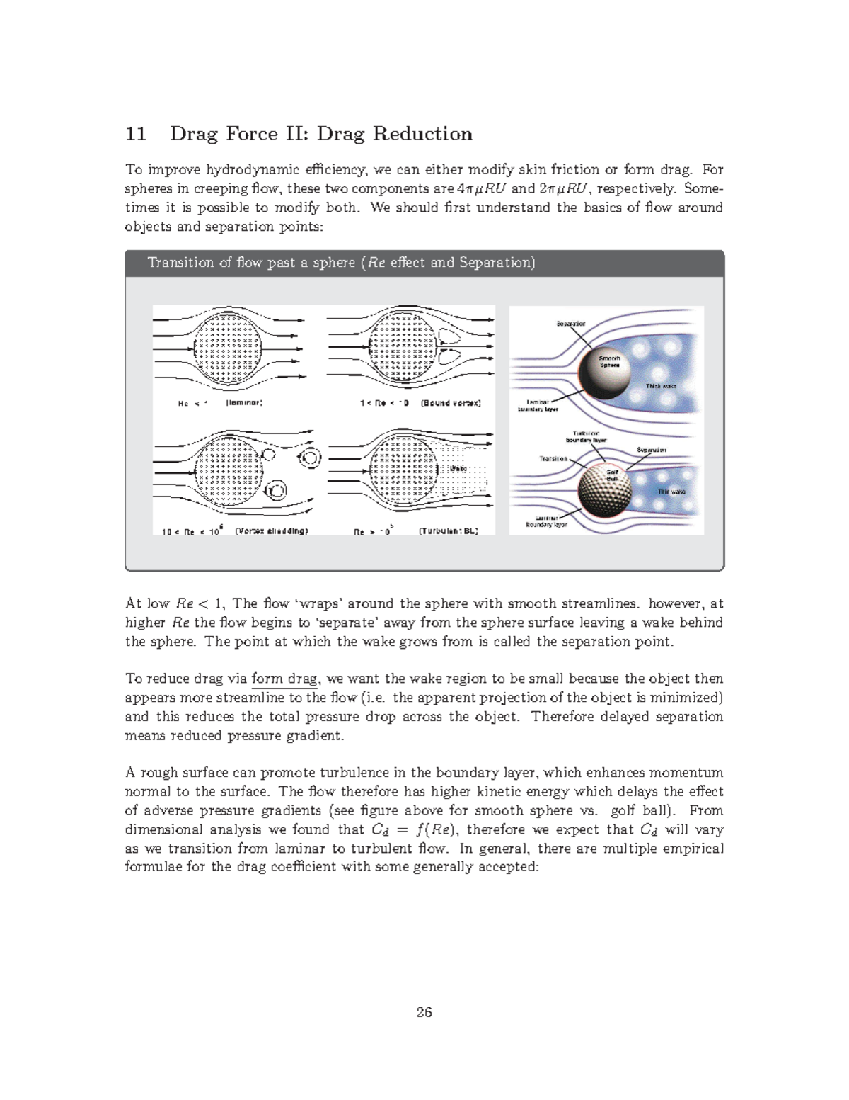 Notes lectures 11 - Drag Force Reduction - 11 Drag Force II: Drag ...