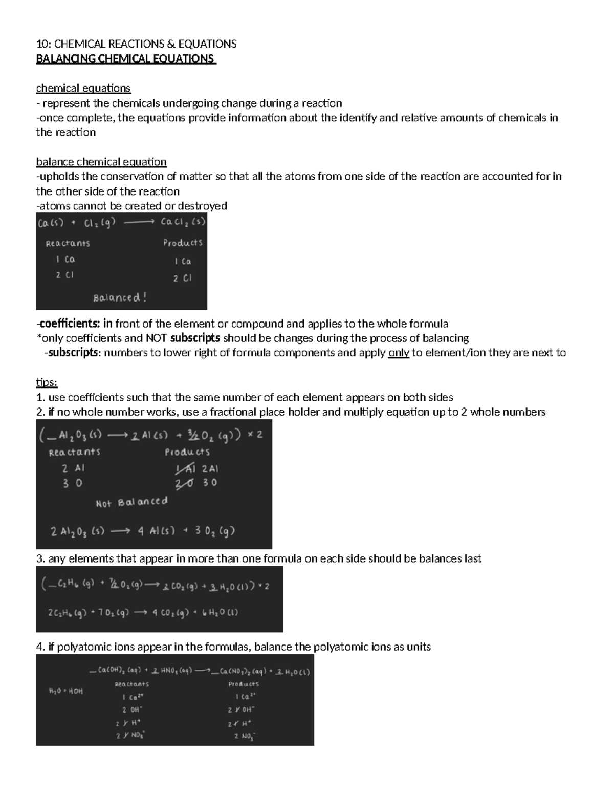 10- Chemical Reactions & Equations - 10: CHEMICAL REACTIONS & EQUATIONS ...