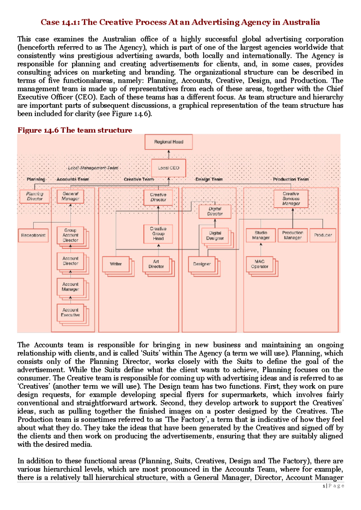 W12 Case 14 - Case 14: The Creative Process At an Advertising Agency in ...