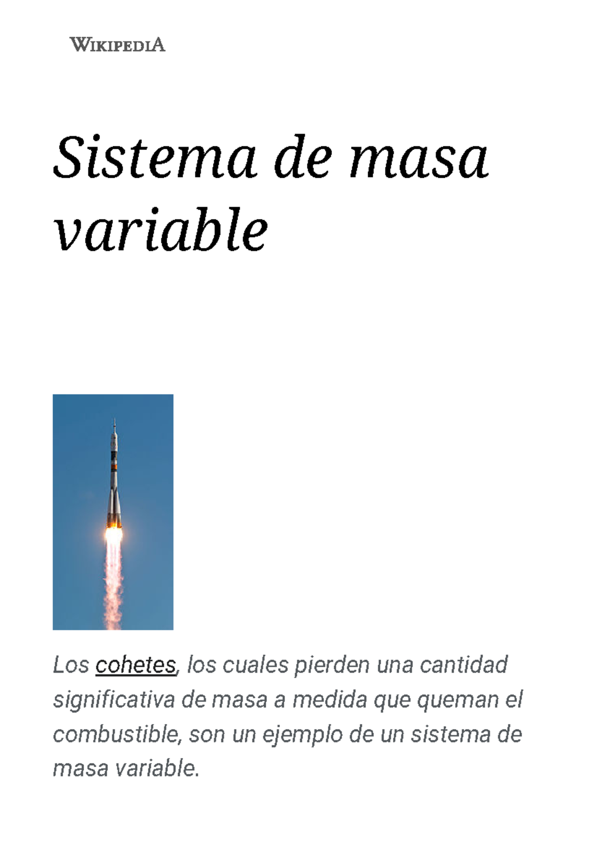 5.8 Sistema de masa variable - Wikipedia, la enciclopedia libre ...
