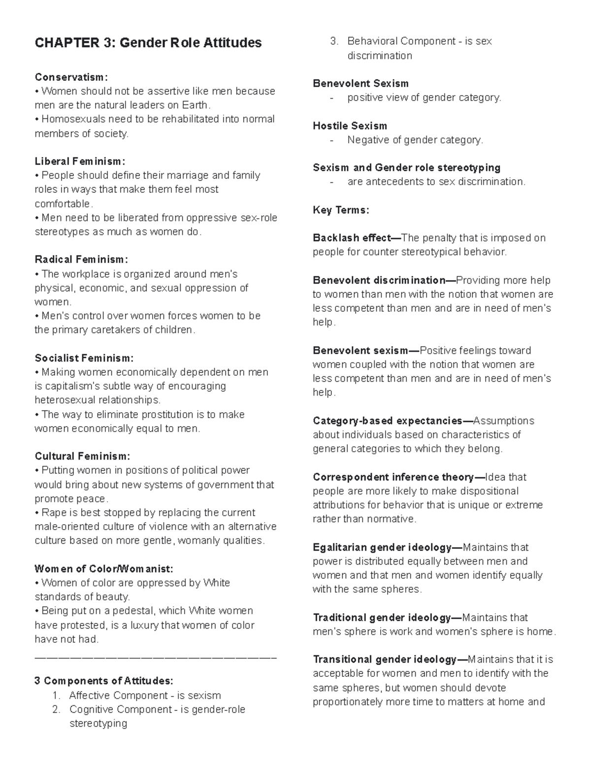 Psych 102 Notes (Chapter 3) - Google Docs - CHAPTER 3: Gender Role ...