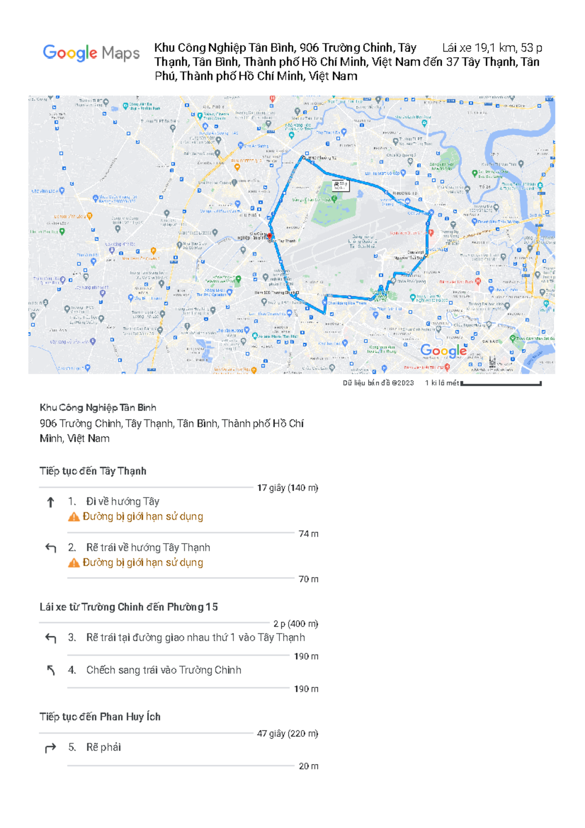 Khu Công Nghiệp Tân Bình đến 37 Tây Thạnh, Tân Phú, Thành phố Hồ Chí ...