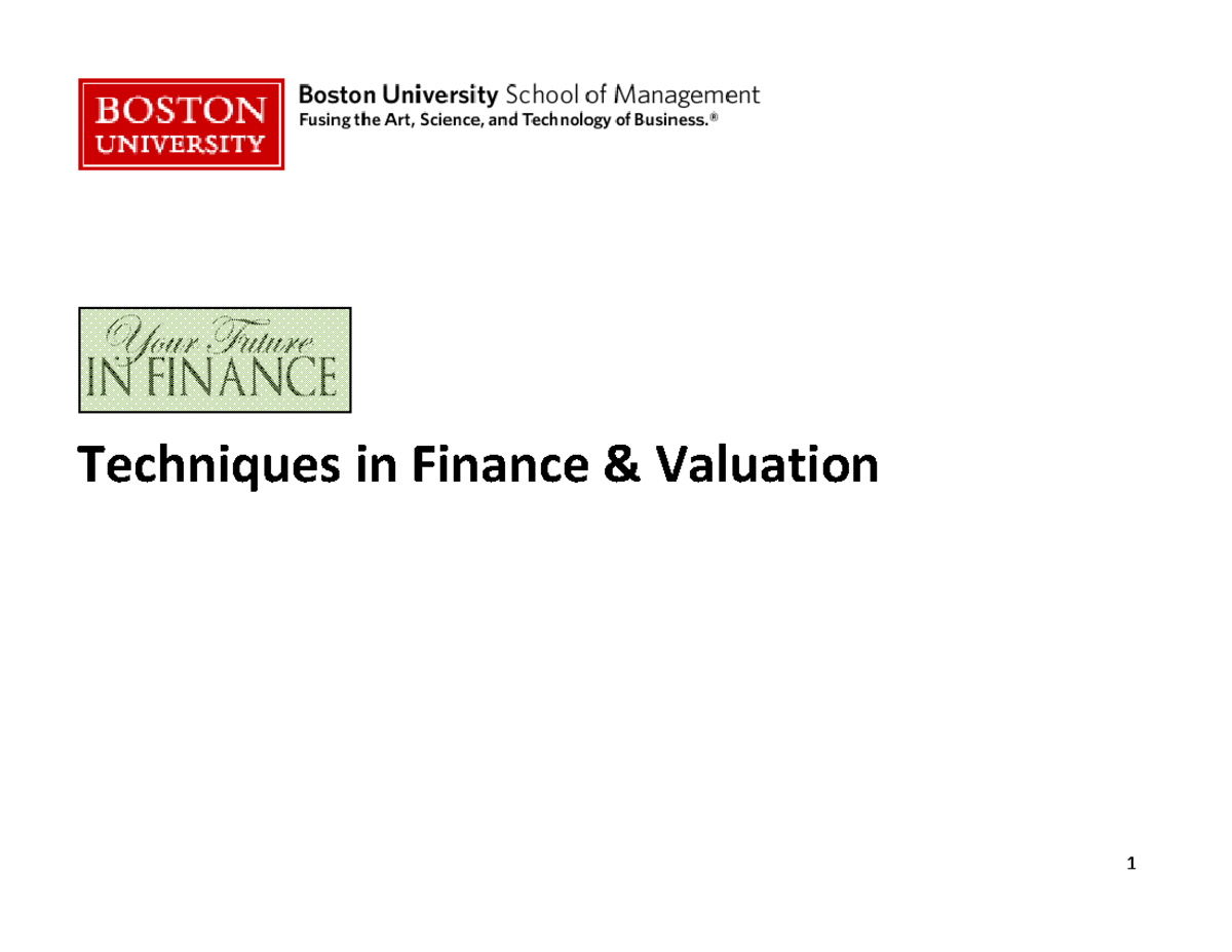 Valuation Methodologies. - Techniques in Finance & Valuation What is ...