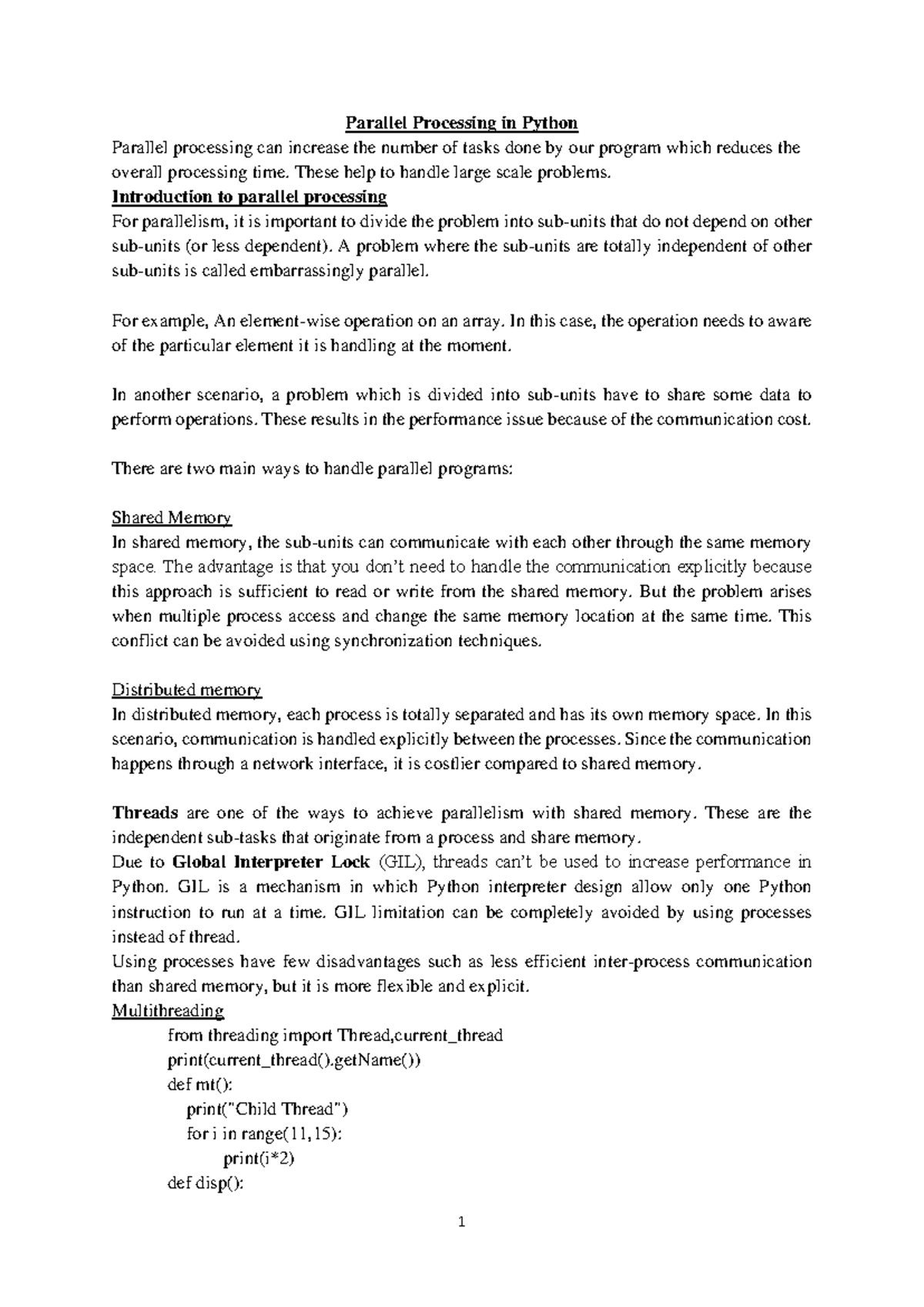APP-18CSC207J - Unit 3 - Parallel Processing in Python Parallel ...