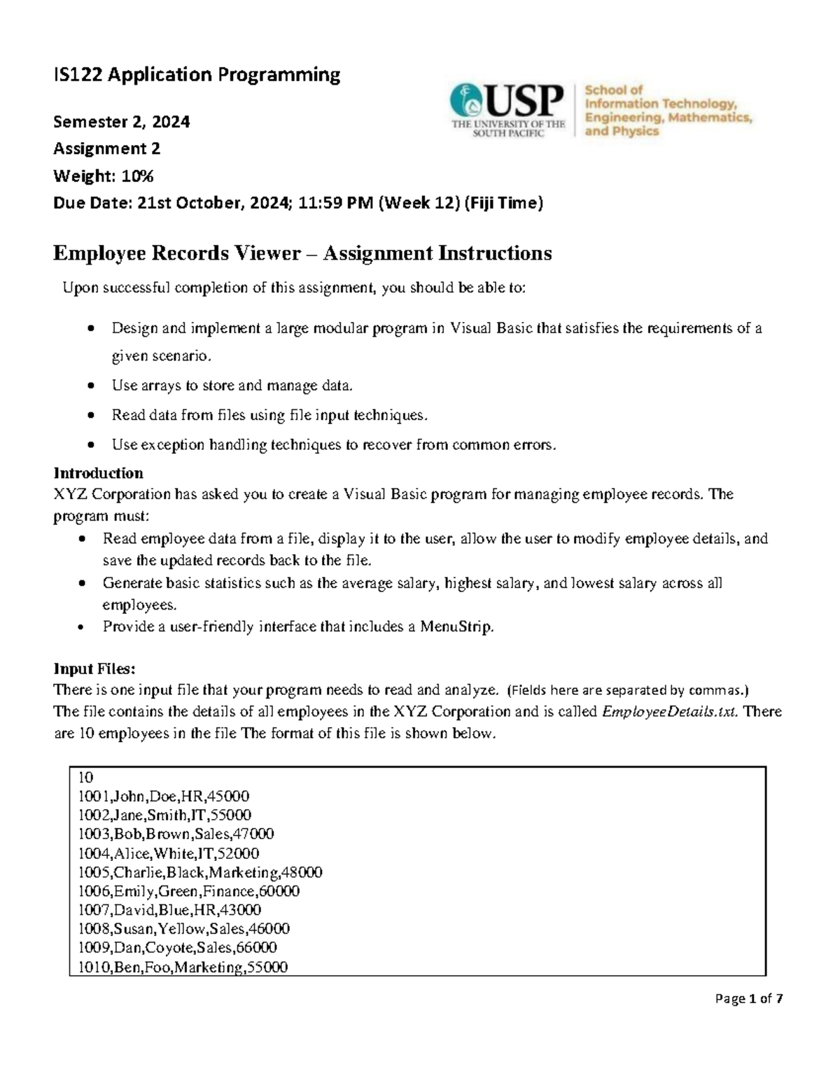 Assignment 2 IS122 2024 Updated Final - IS122 Application Programming Semester 2, 202 4 ...