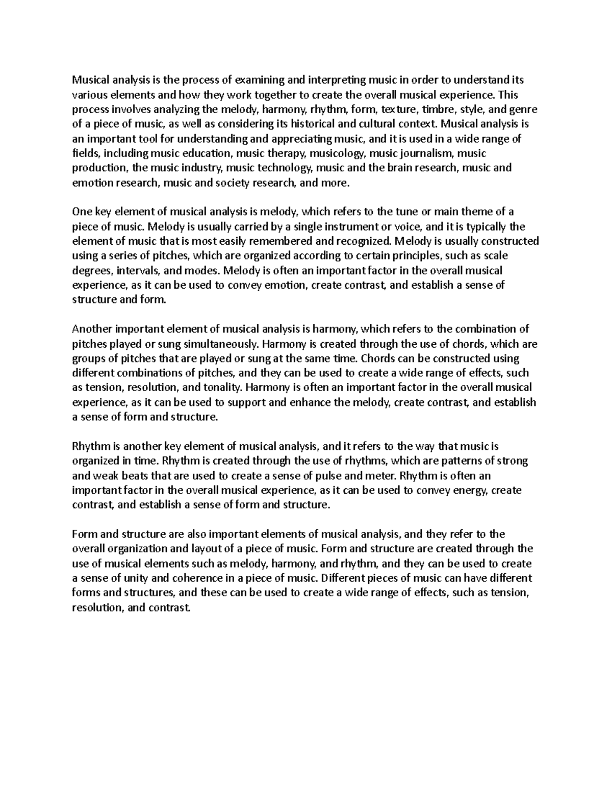 Musical analysis - This process involves analyzing the melody, harmony ...