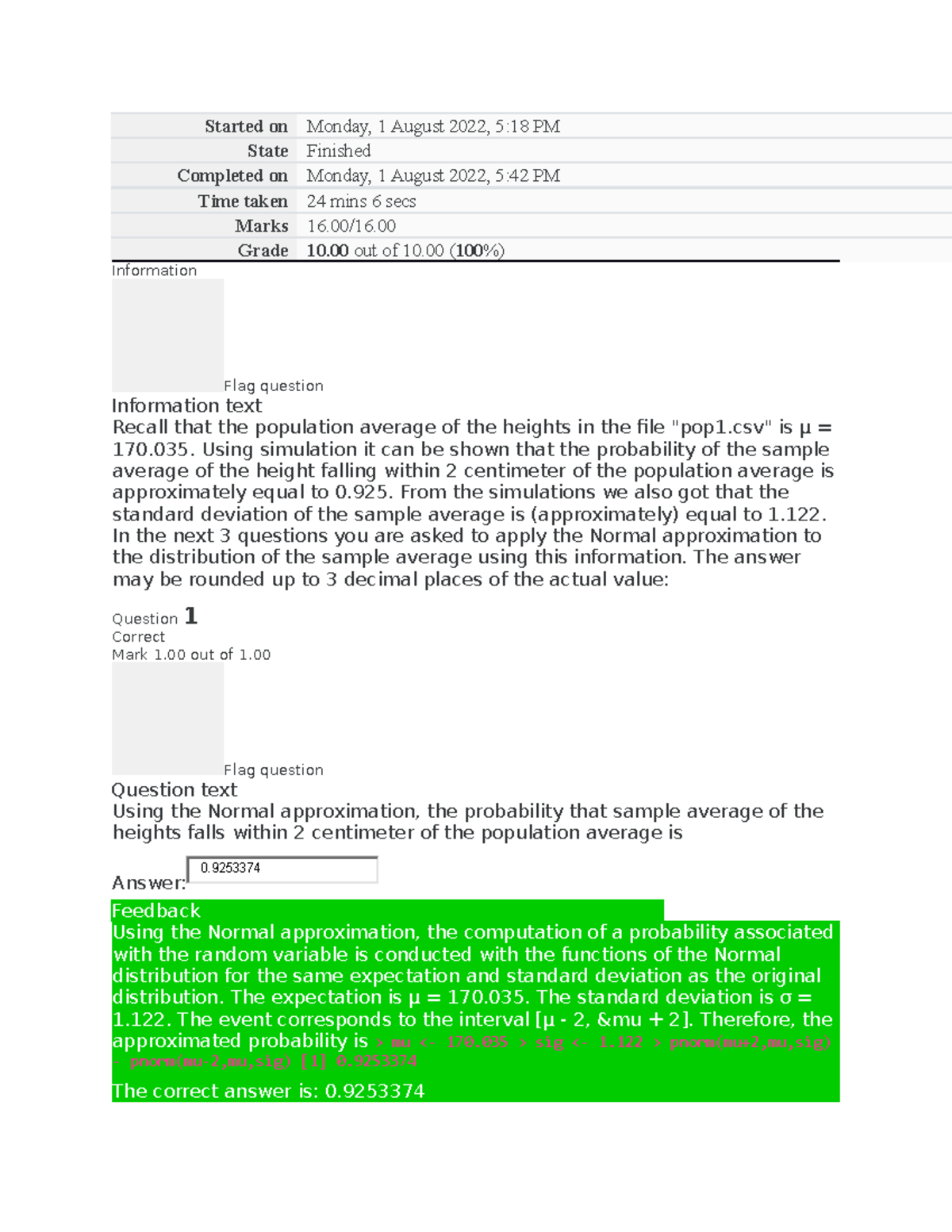 Math 1280 01 Ay2022 T5 Self Quiz Unit 7 Started On Monday 1 August 2022 5 18 Pm State