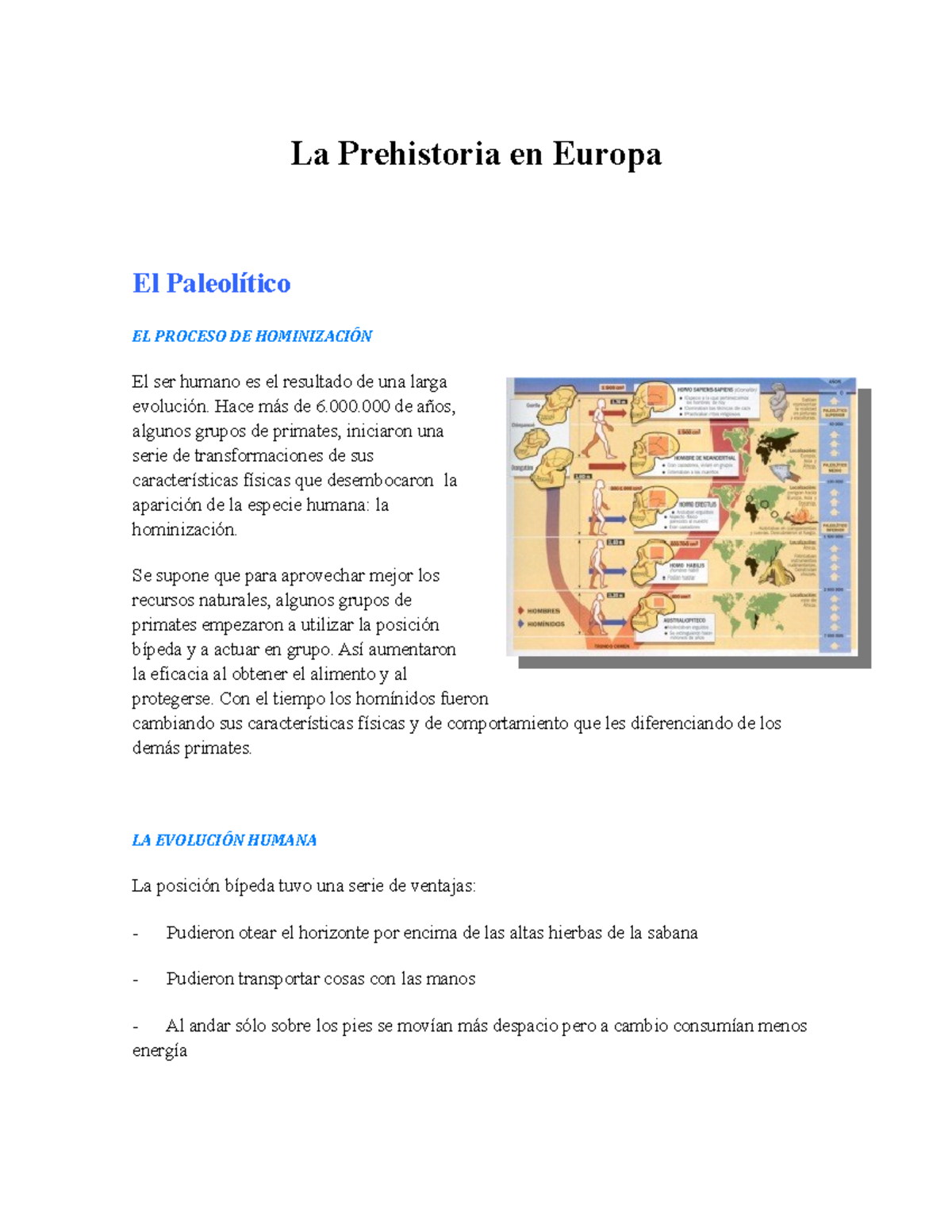 Paisajismo - La Prehistoria en Europa El Paleolítico EL PROCESO DE ...