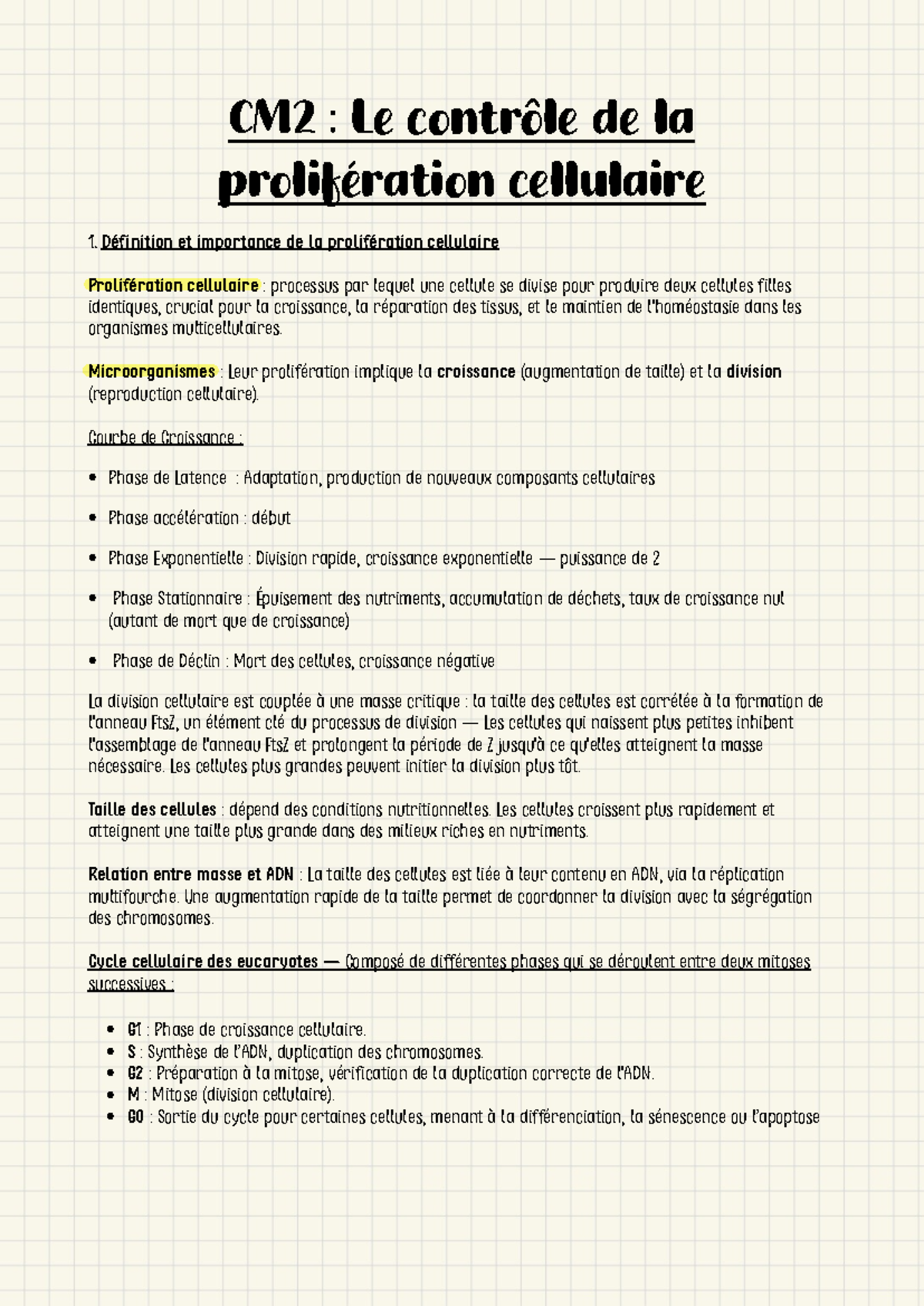 CM2 - bioch - CM2 : Le contrôle de la prolifération cellulaire 1 ...