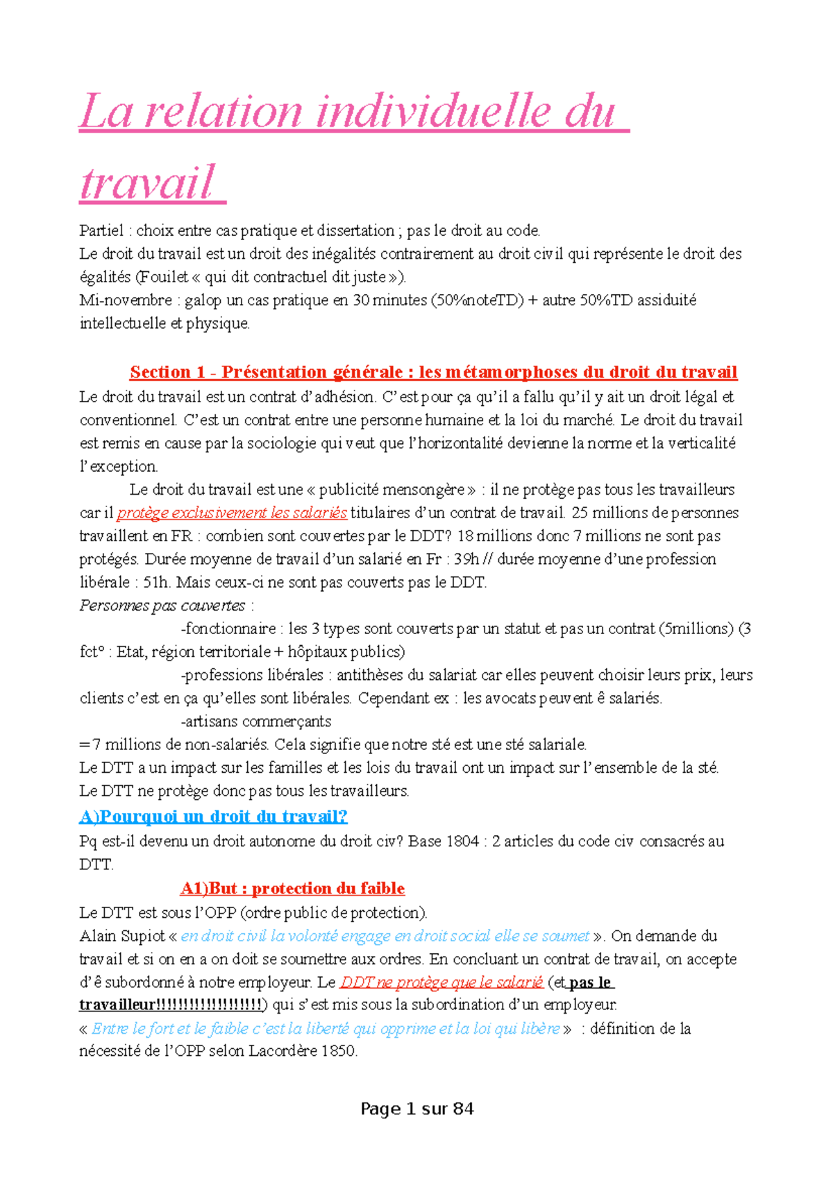 Relations individuelles de travail - La relation individuelle du travail Partiel : choix entre ...
