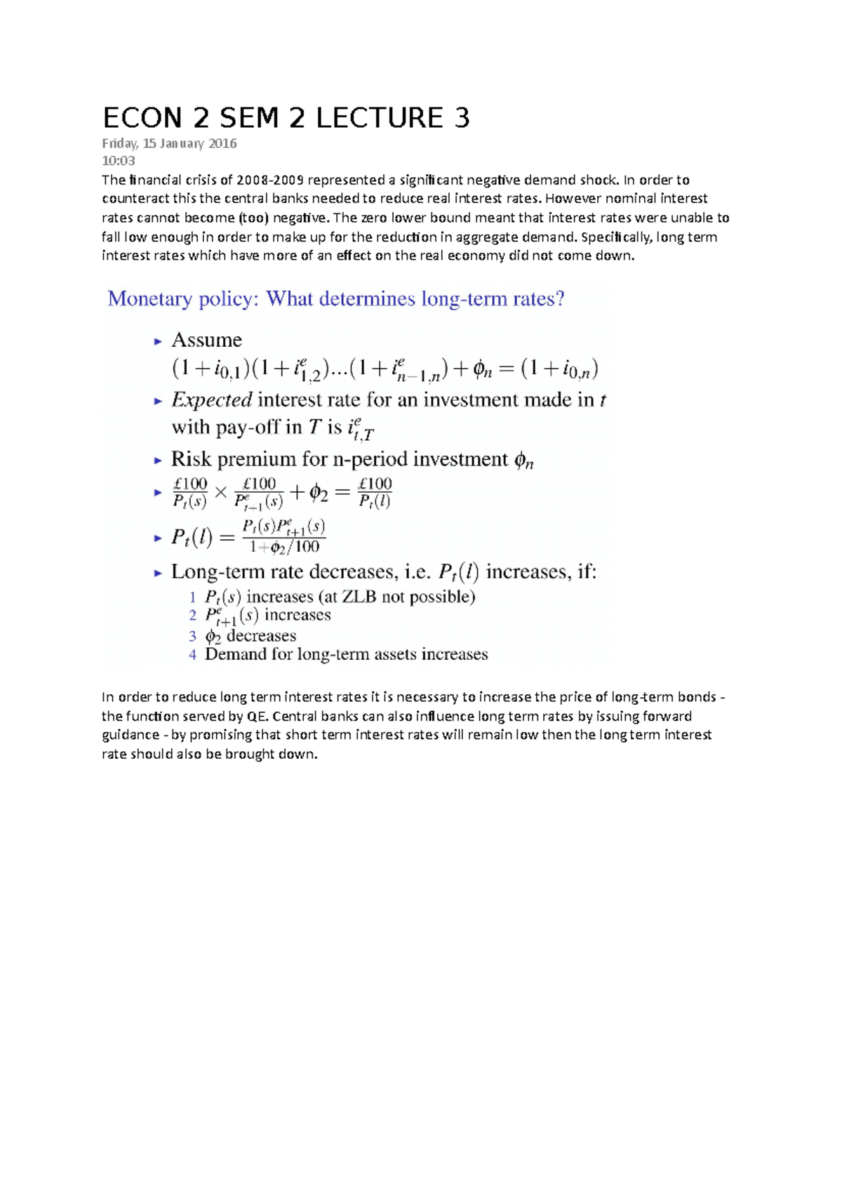 ECON 2 SEM 2 Lecture 3 - ECON 2 SEM 2 LECTURE 3 Friday, 15 January 2016 ...