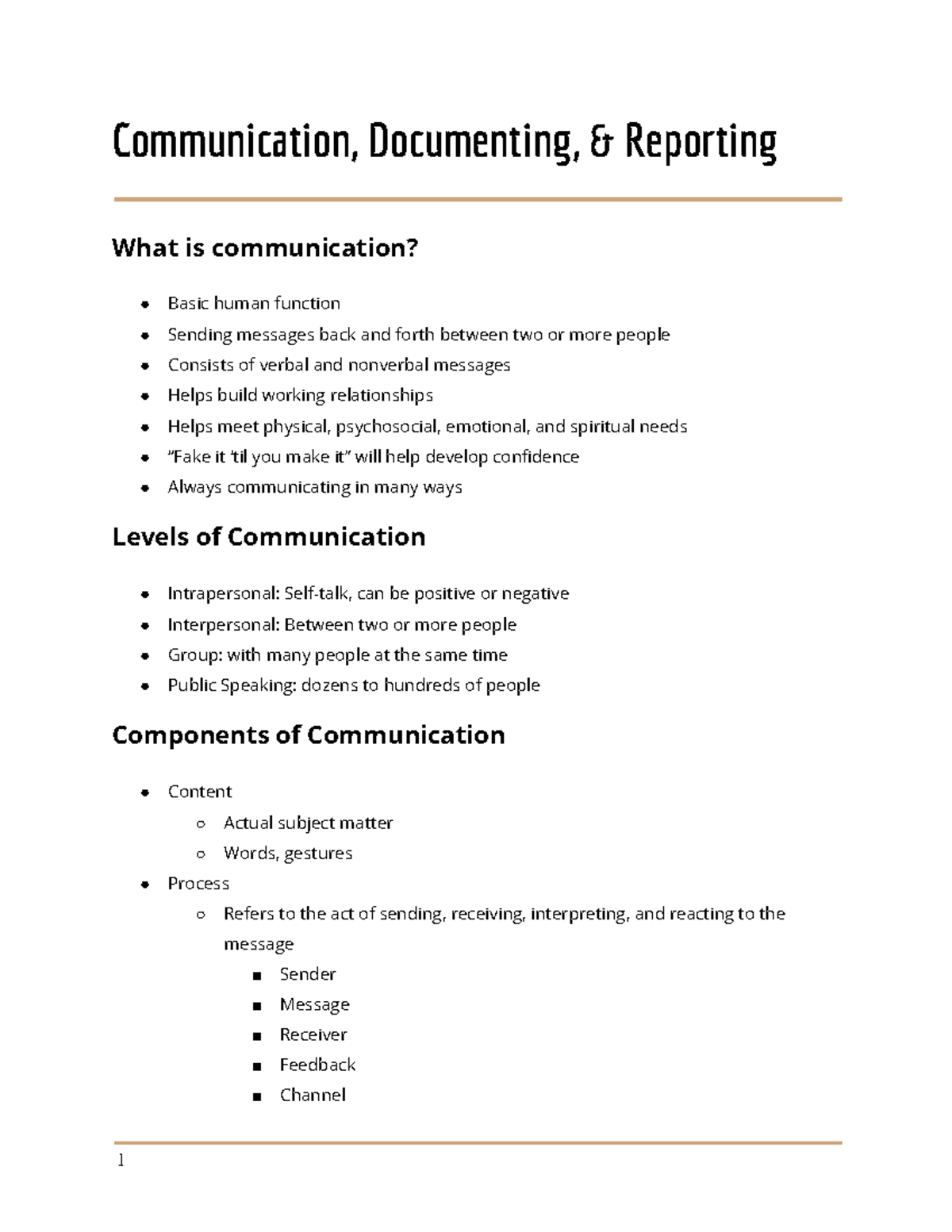 Communication, Documenting, Reporting NURS 125 SMCC - Communication ...