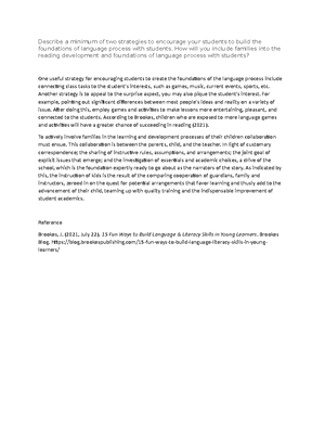 Nn Comprehensive Early Reading Strategies and Instructional Goals ...