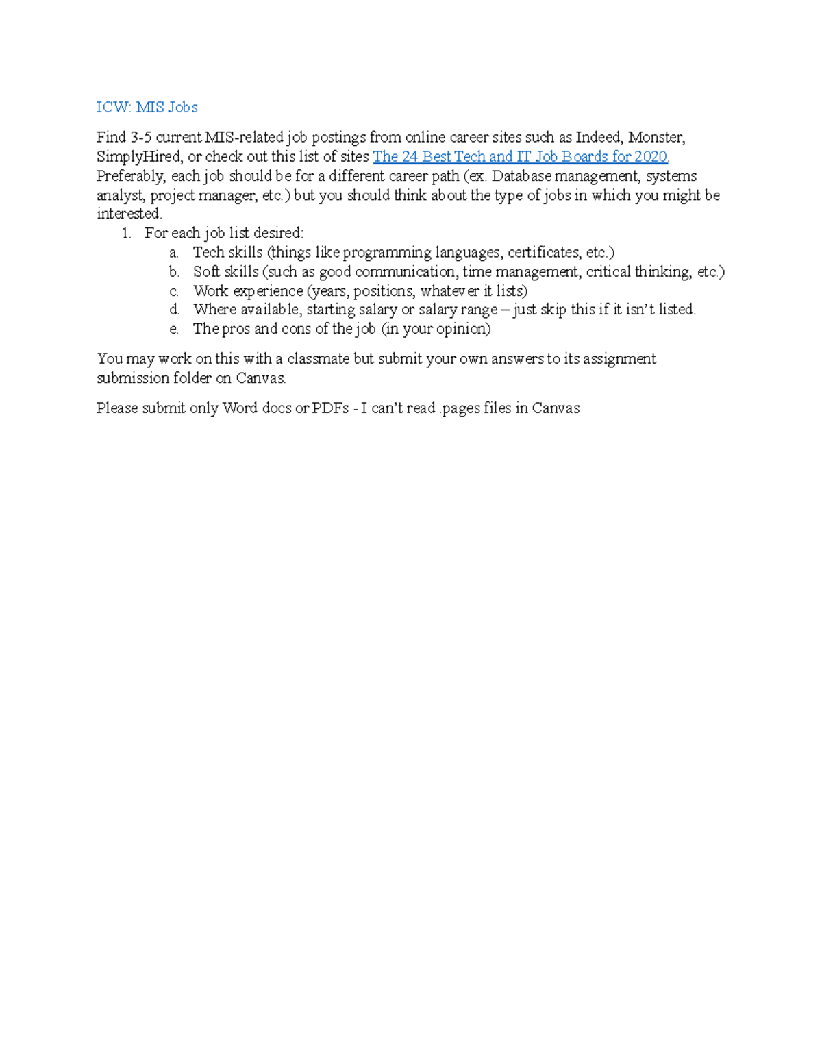 ICW MIS Jobs - COURSE: BUS4 110A Fundamentals of Management Information ...