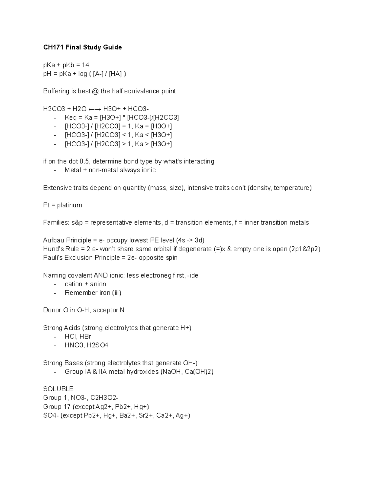 CH 171 Final Study Guide - Studocu