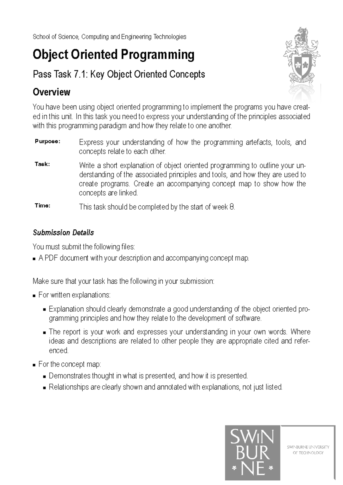 7 1p Key Object Oriented Concepts School Of Science Computing And