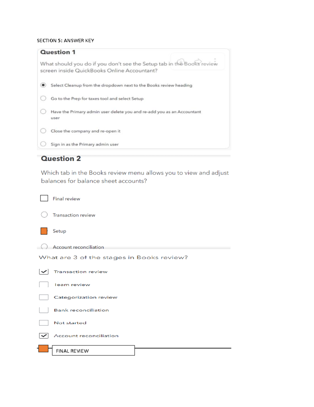 Section 5 Guide Answer - SECTION 5: ANSWER KEY Question 1 What should ...