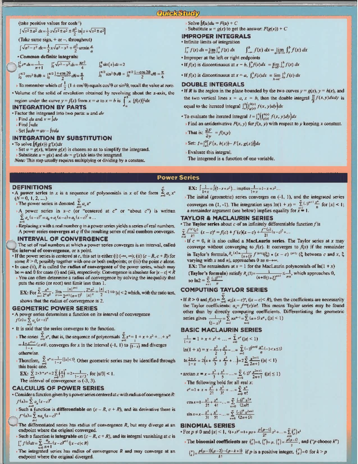 Calculus methods 3 - This References charts have been a great help for ...