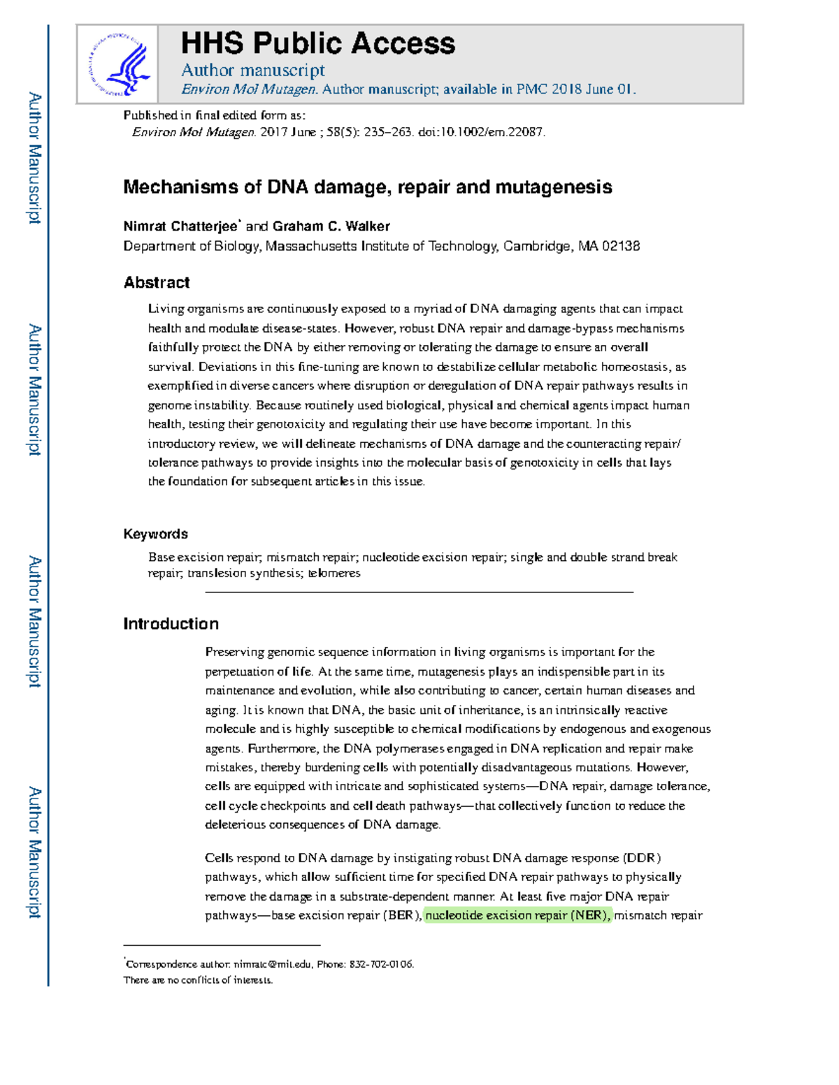 Nihms 862014 - genetica - Mechanisms of DNA damage, repair and ...
