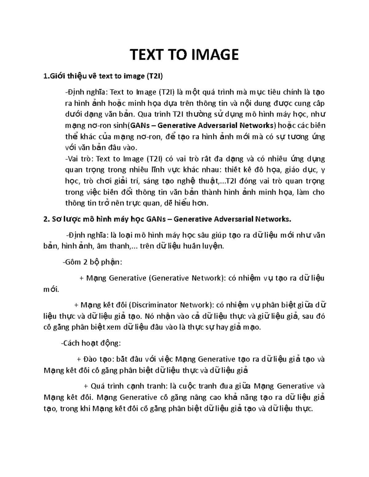 TEXT TO Image - T2I with GAN network - TEXT TO IMAGE 1 ới thi ệu vềề ...
