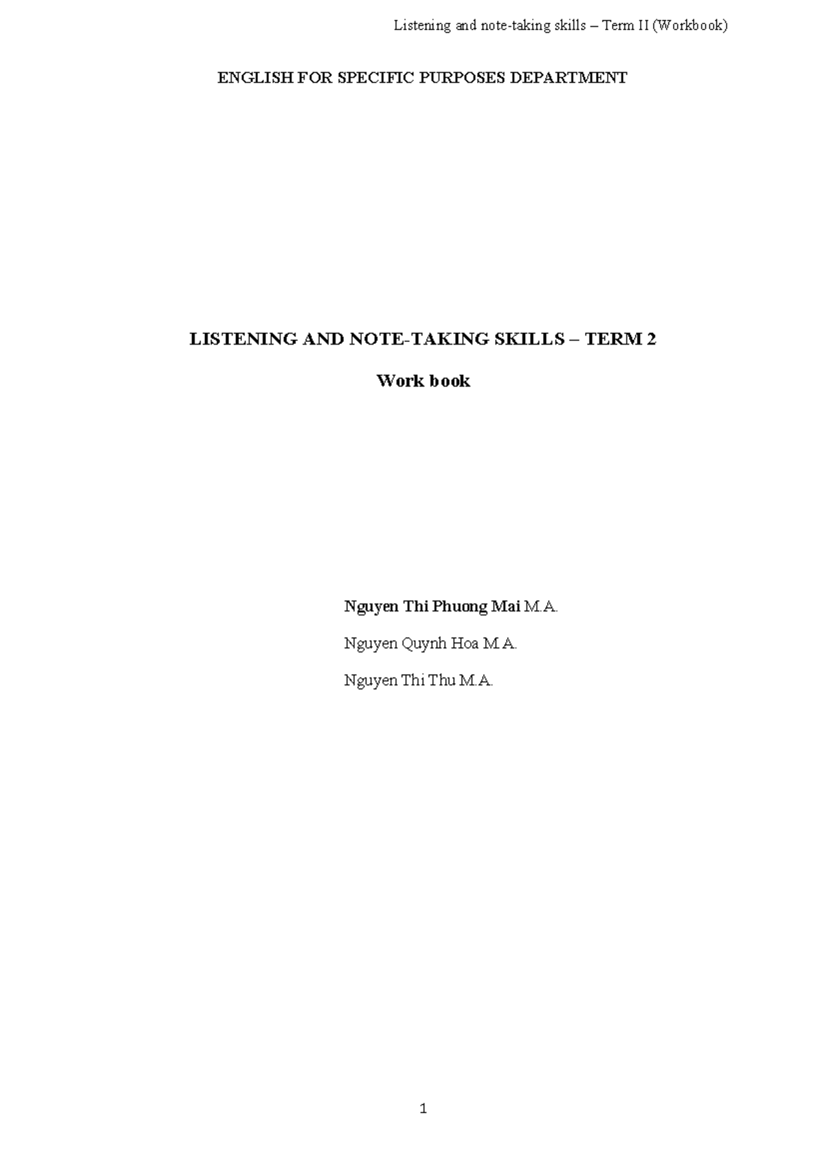 1.2.Listening Note-taking WB - Term 2 - ENGLISH FOR SPECIFIC PURPOSES ...