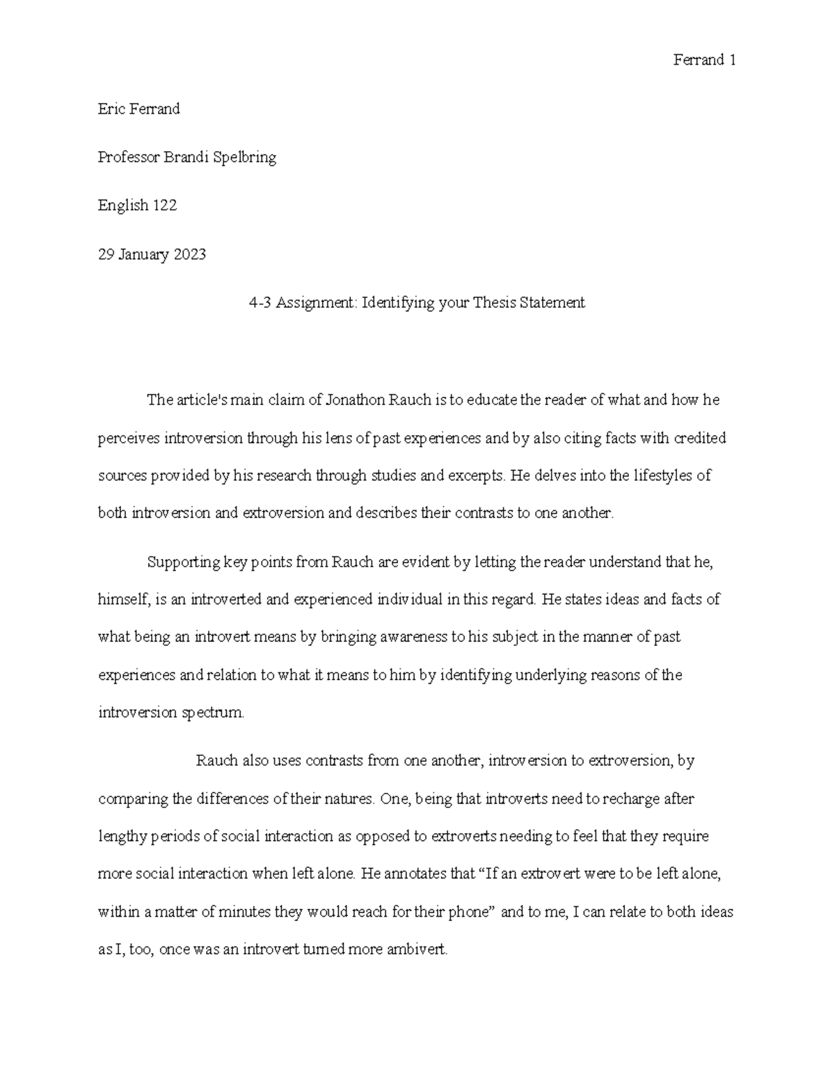 Eng 4 3 4 3 Assignment For Eng122 Ferrand 1 Eric Ferrand Professor 8667