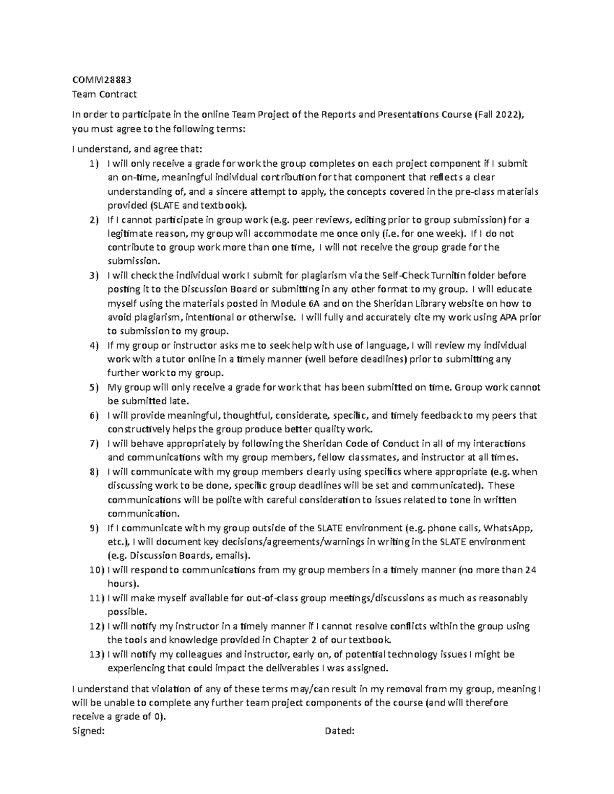 RAP [Friday] Group Team Contract [Mahima Sheoran] - COMM Team Contract ...