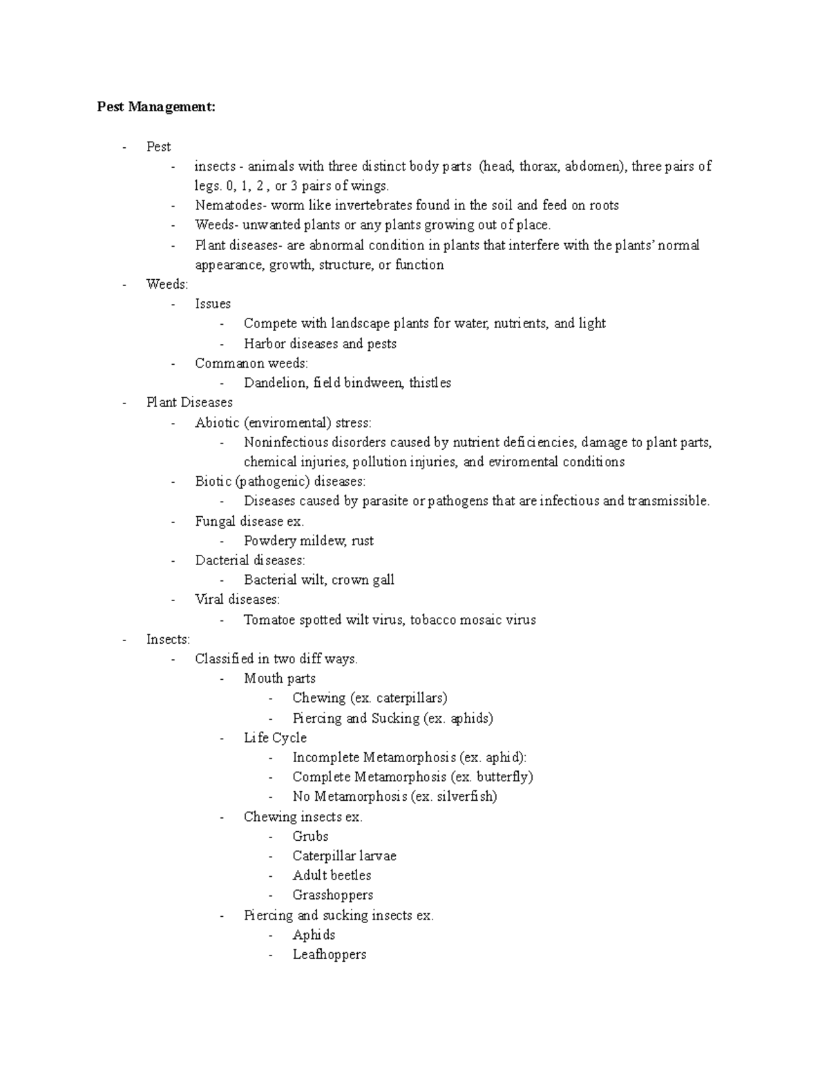 Horticulture notes #6 - Pest Management: Pest insects - animals with ...
