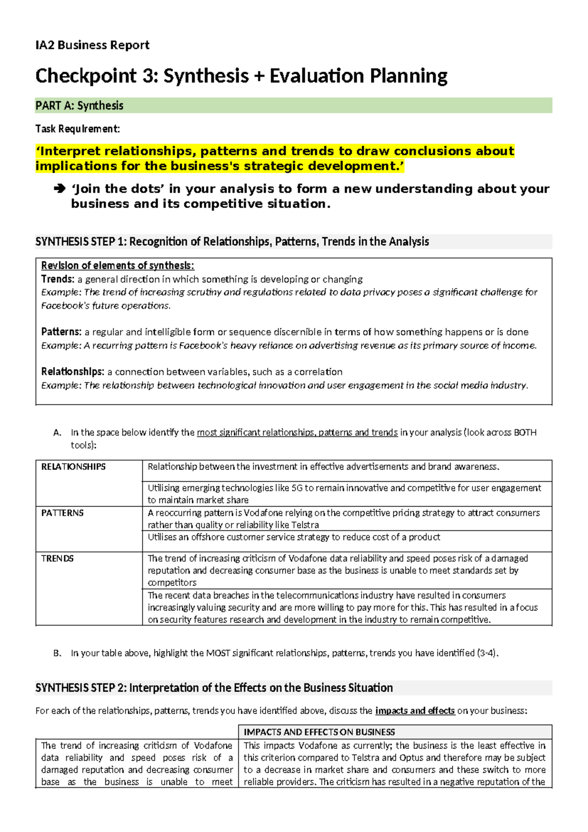 Drazek Milana Checkpoint 3 - IA2 Business Report Checkpoint 3 ...