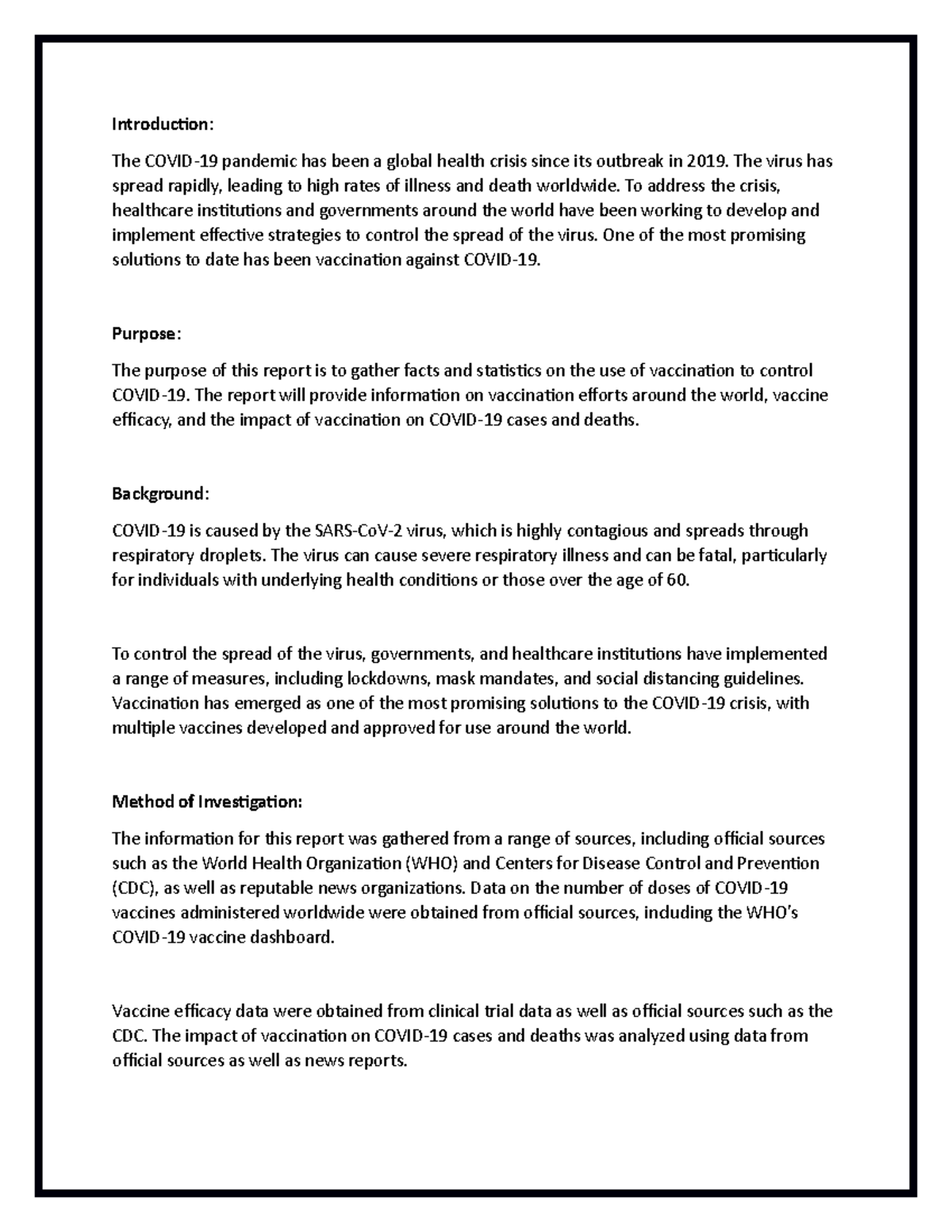 RWS assignment 1 - Introduction: The COVID-19 pandemic has been a ...