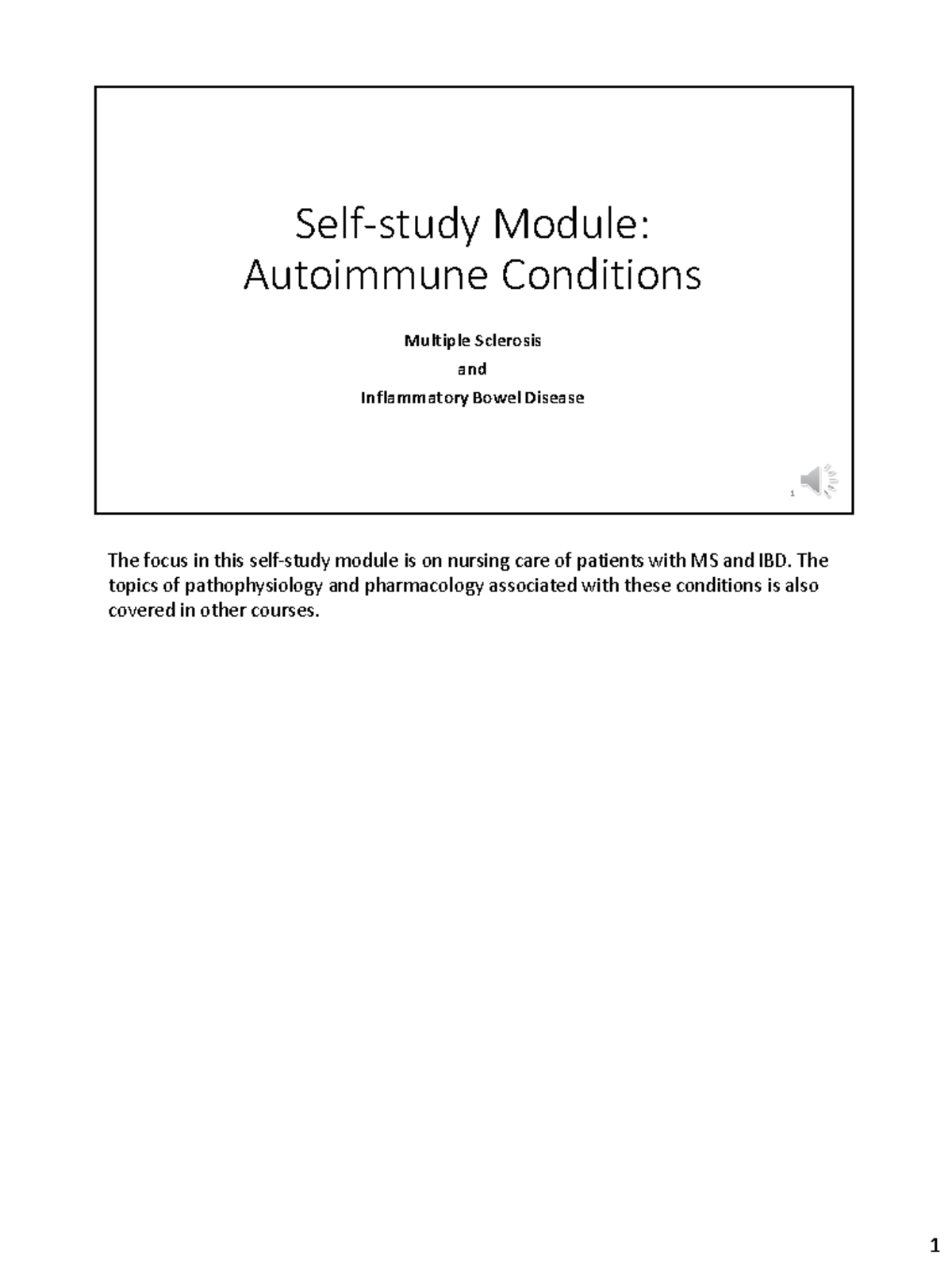 Self Study Modules- Chronic - Self-study Module: Autoimmune Conditions ...