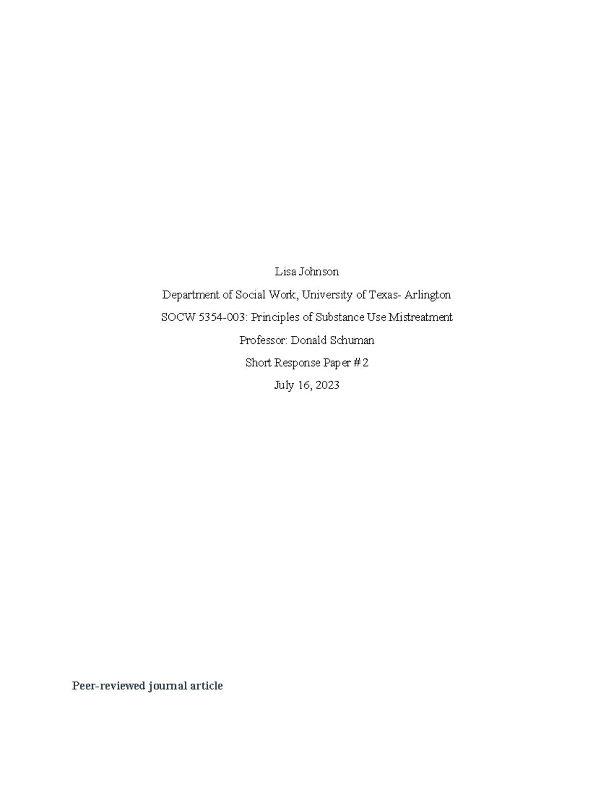 This is the a plus paper - Lisa Johnson Department of Social Work ...