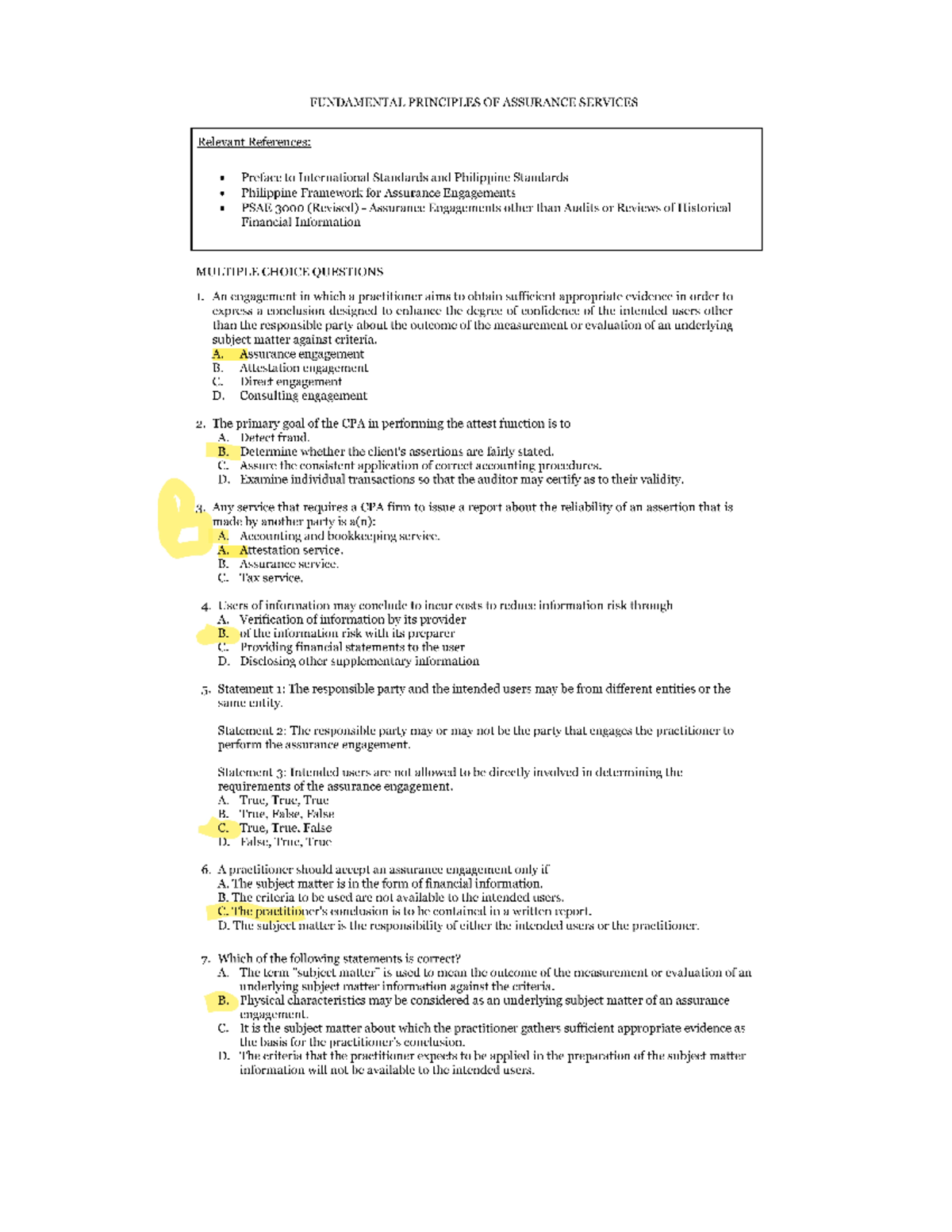 Hans - ffffgggg - FUNDAMENTAL PRINCIPLES OF ASSURANCE SERVICES Relevant ...