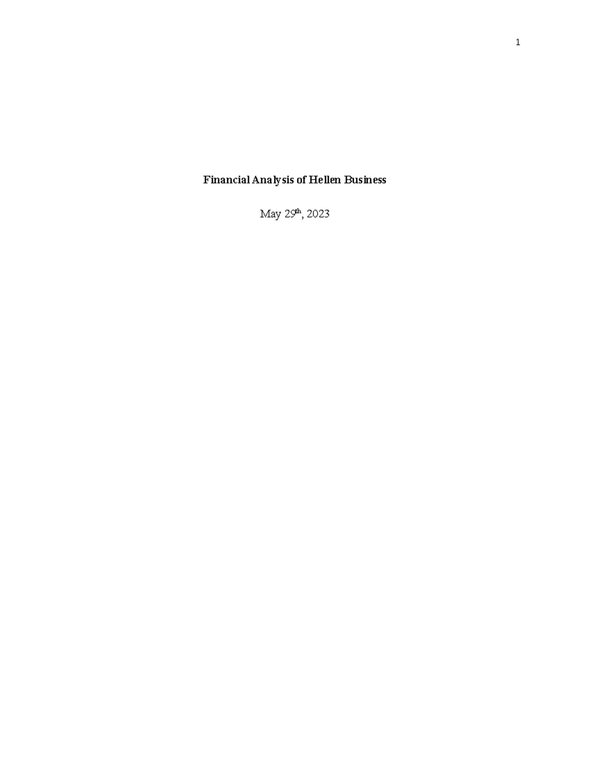 ACCT 621 Assignment ( Md. Mahir Labib) - Financial Analysis of Hellen ...