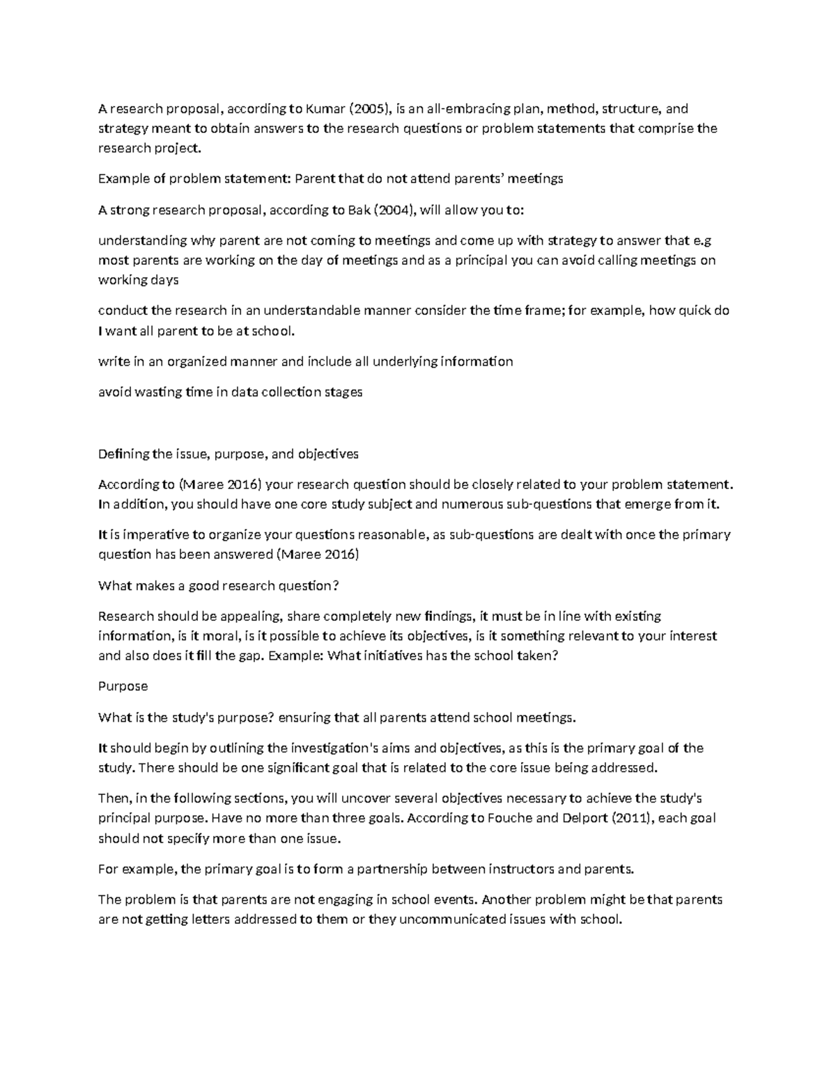 A research proposal - Example of problem statement: Parent that do not ...