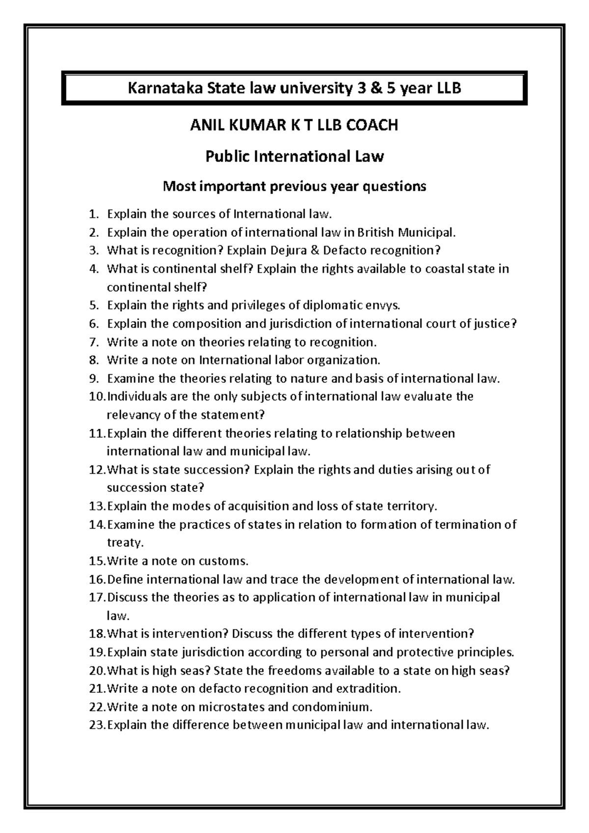 PIL KTA Notes - Model answers - Karnataka State law university 3 & 5 ...