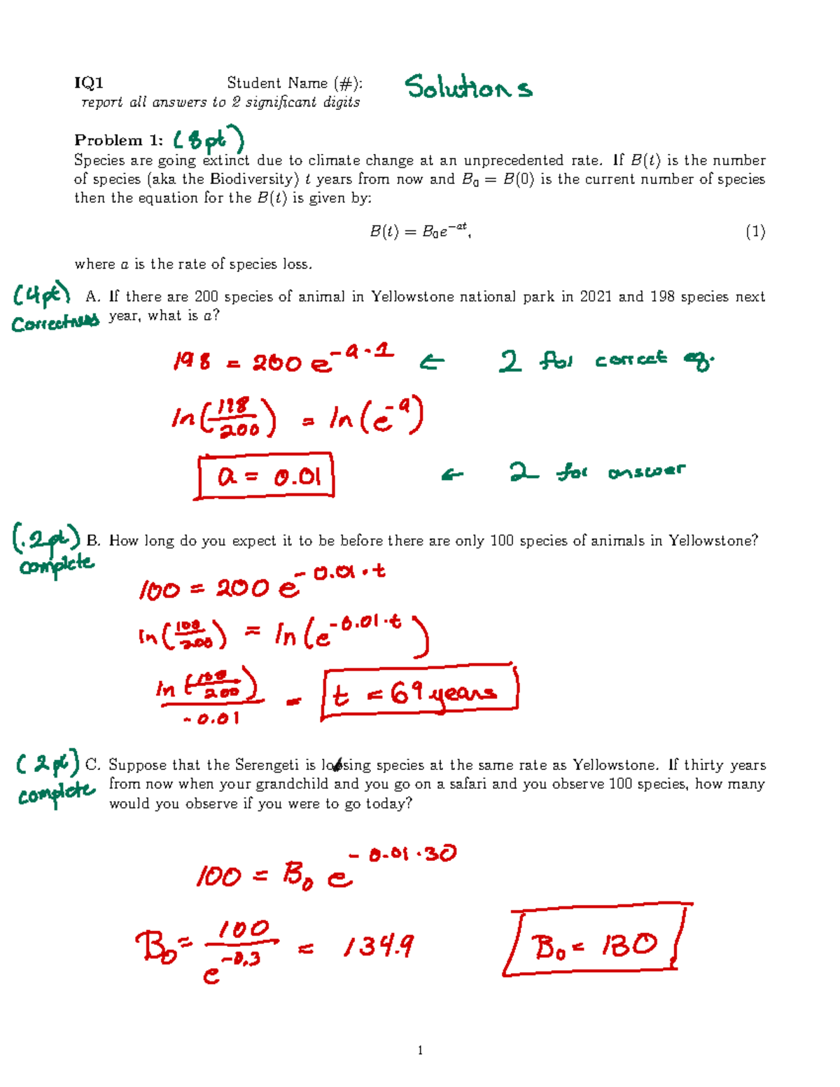 Assignment 1 Solution - sol - IQ1 Student Name (#): report all answers ...