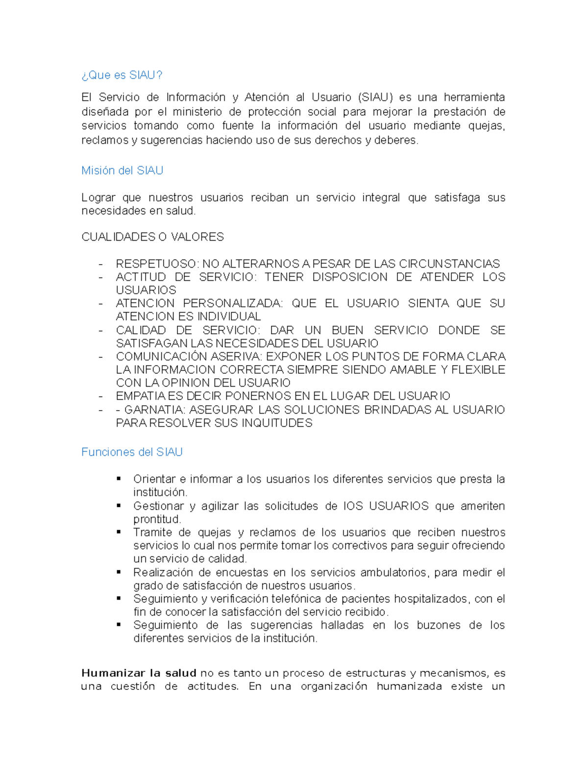 Que es SIAU ( servicio de infromacion y atencion al usuario) - ¿Que es ...