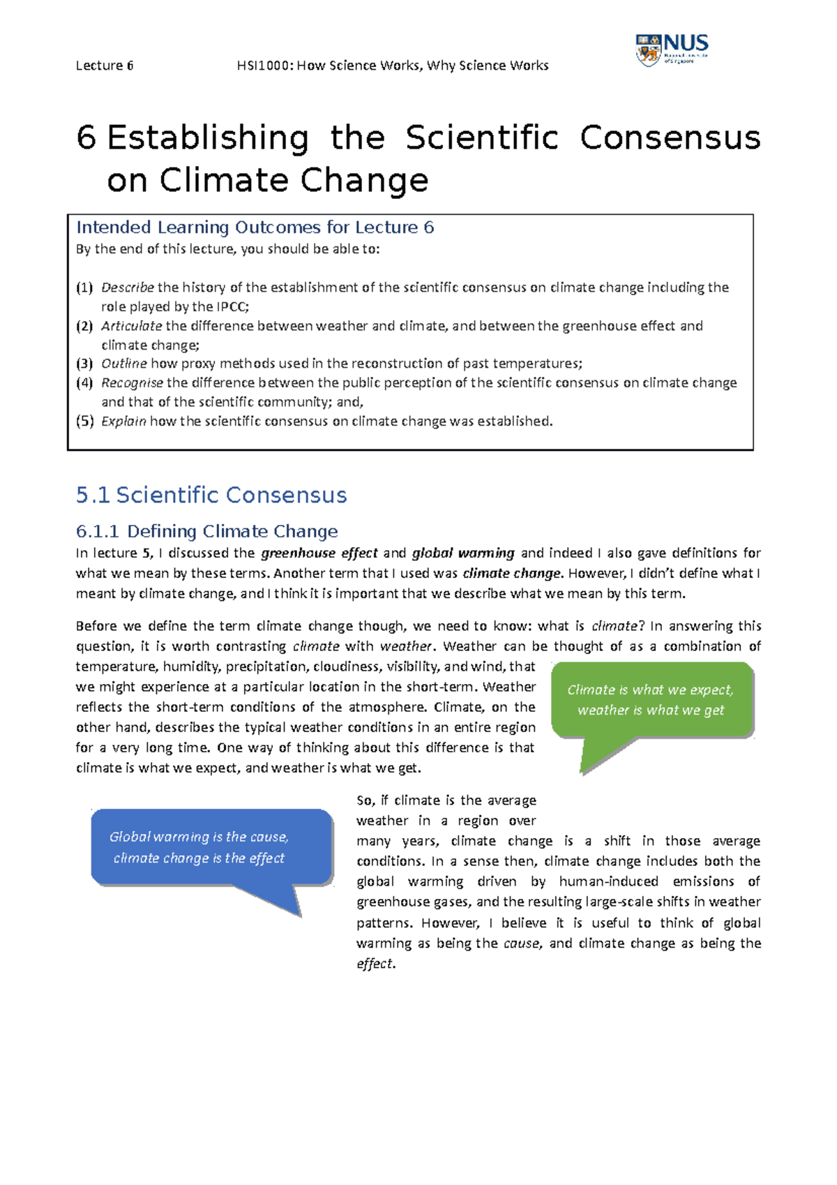L06 Detailed Notes - 6 Establishing the Scientific Consensus on Climate ...