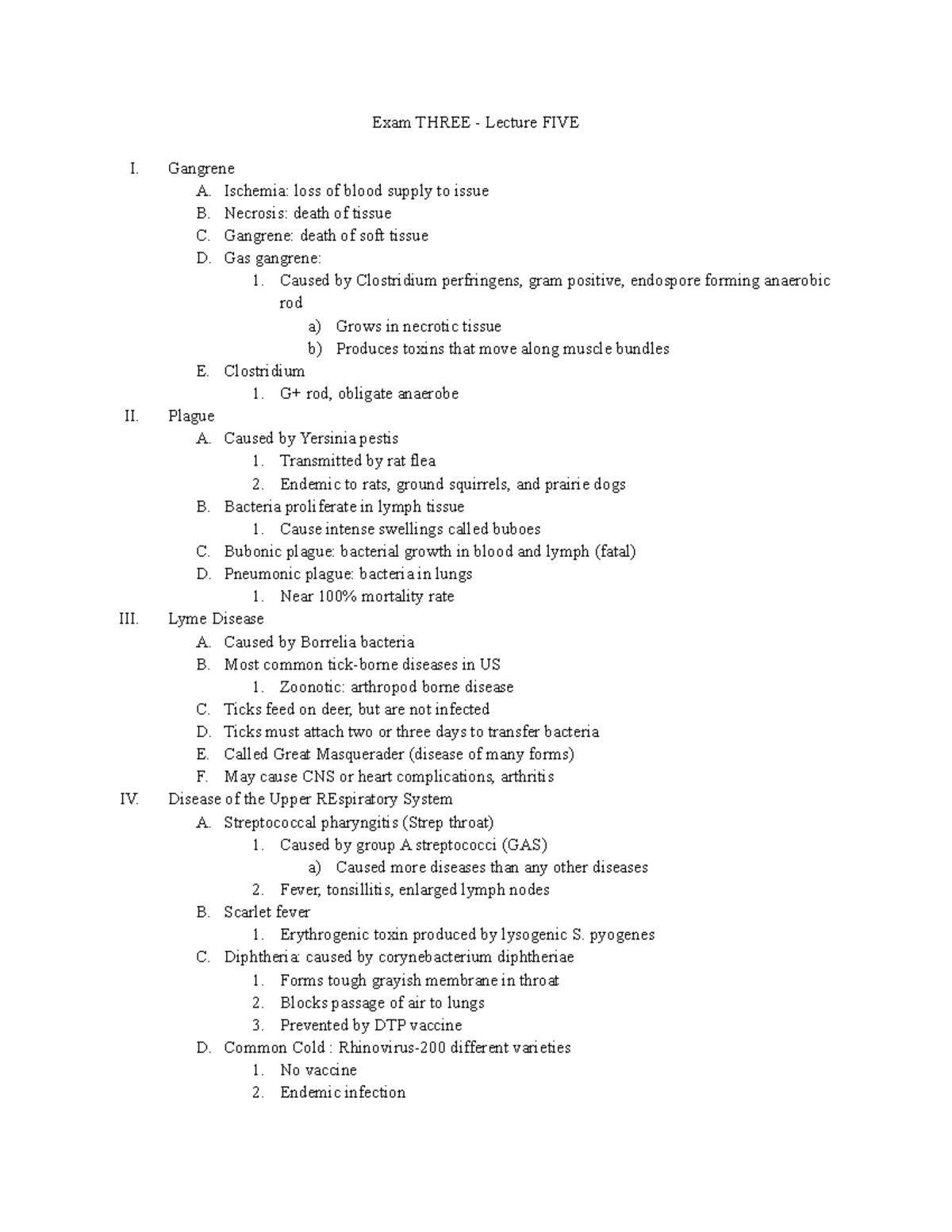 Exam Three - Lecture FIVE - Exam THREE - Lecture FIVE I. Gangrene A ...